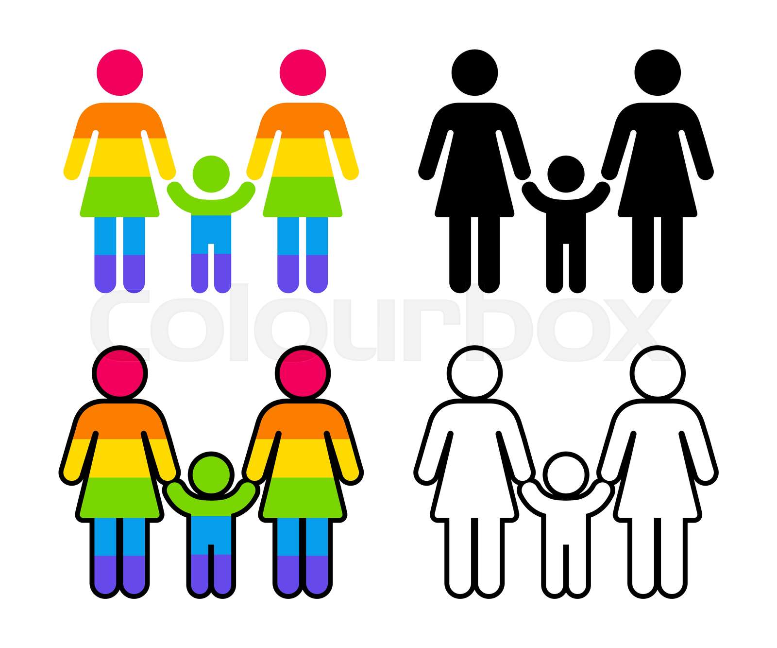 Two moms with child icon | Stock vector | Colourbox Two moms with child icon | Stock vector | Colourbox