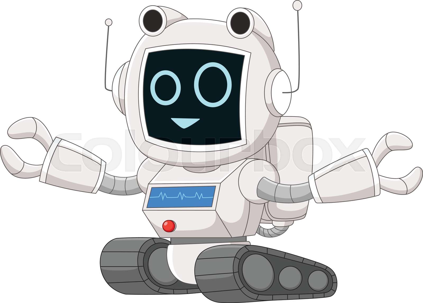 Cute robot cartoon with wheels | Stock vector | Colourbox