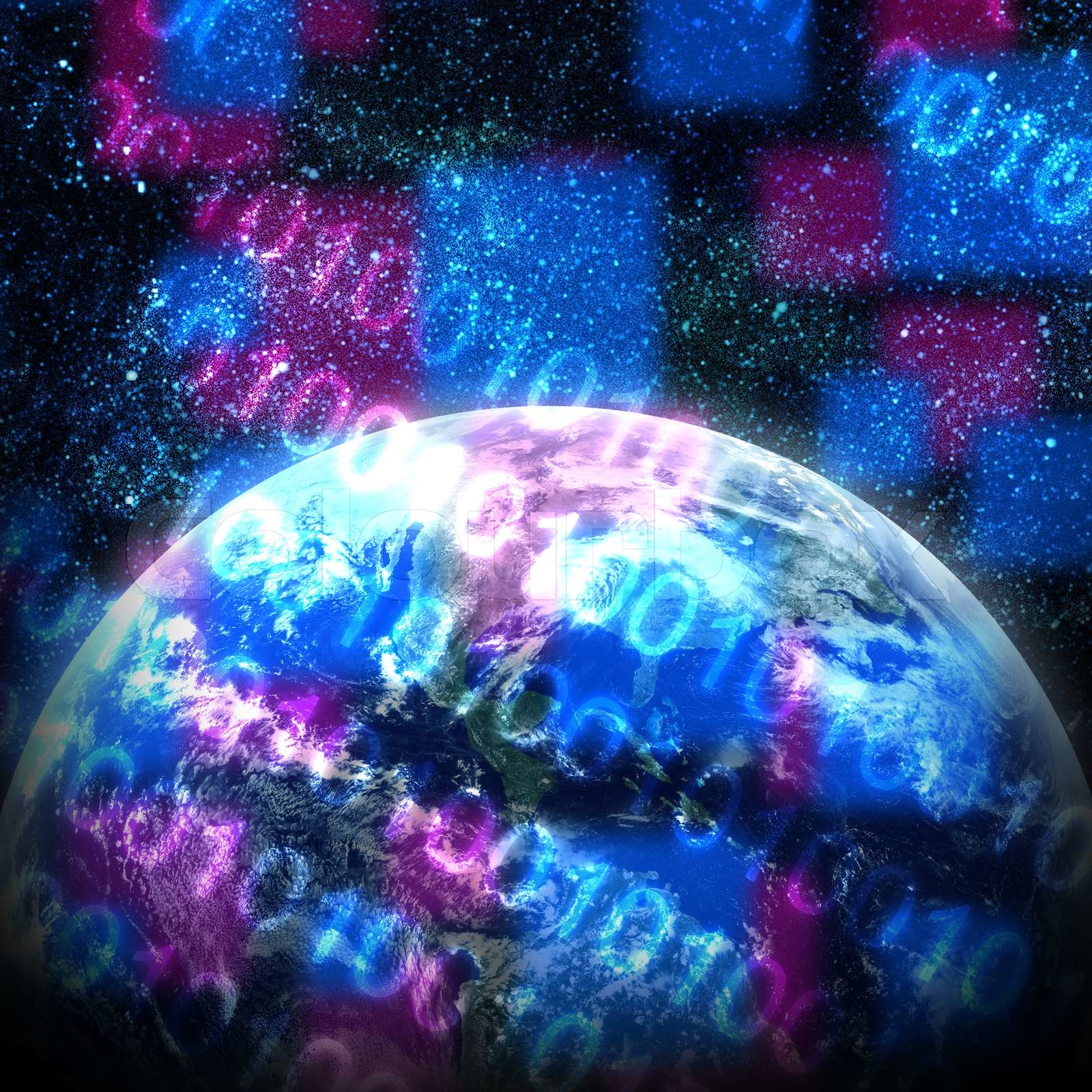 digital world with sunrise | Stock image | Colourbox