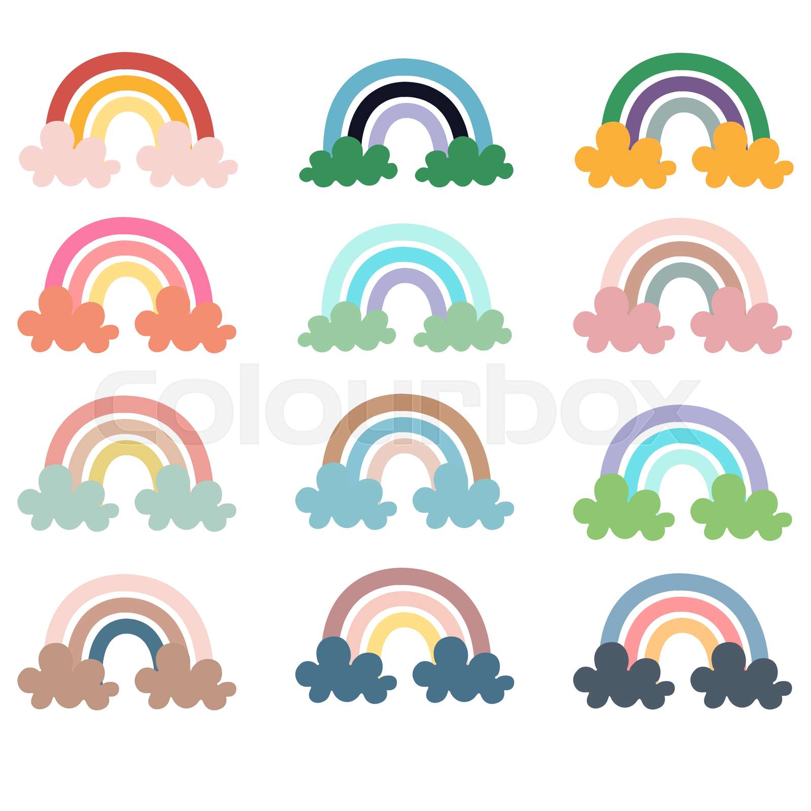 Cute rainbow cloud vector Collection | Stock vector | Colourbox