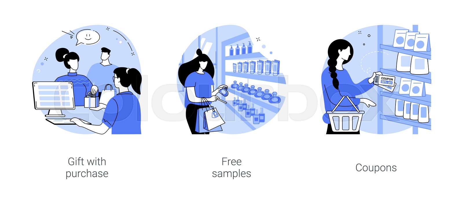 Promotion of products isolated cartoon vector illustrations se | Stock ...