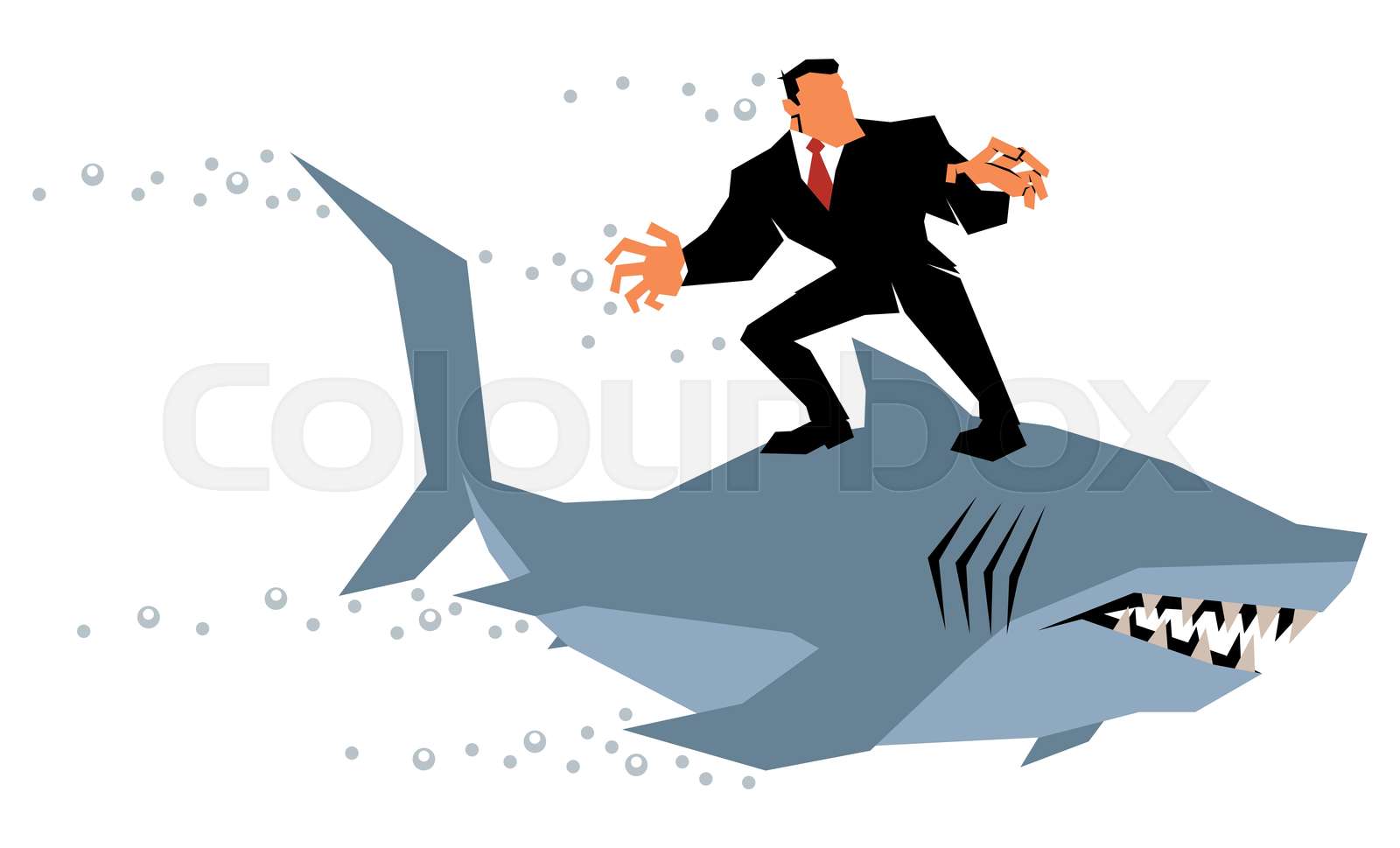 Businessman Riding Shark | Stock vector | Colourbox