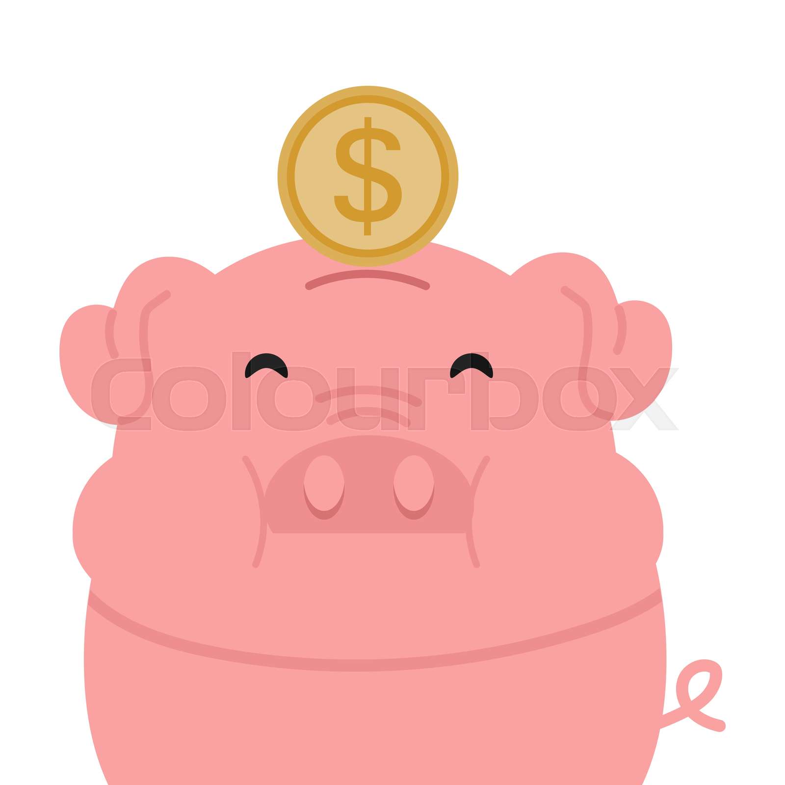 Head piggy bank with coin for save money cartoon | Stock vector | Colourbox