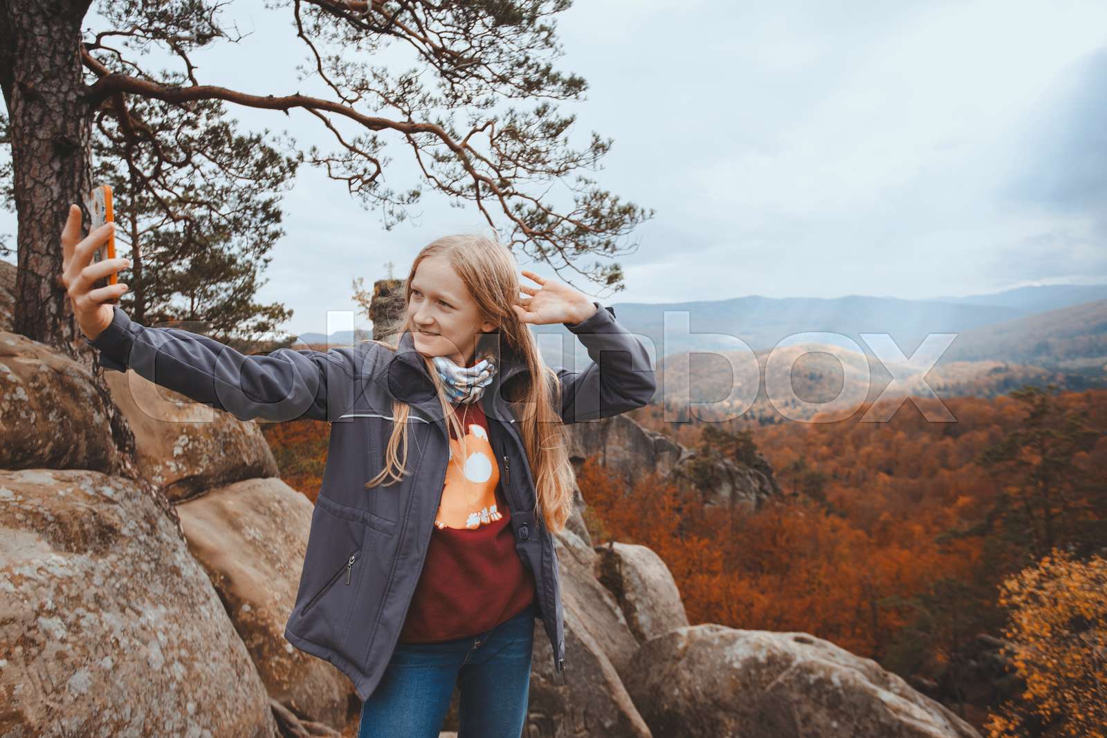 Teenage Girl Takes A Selfie Stock Image Colourbox