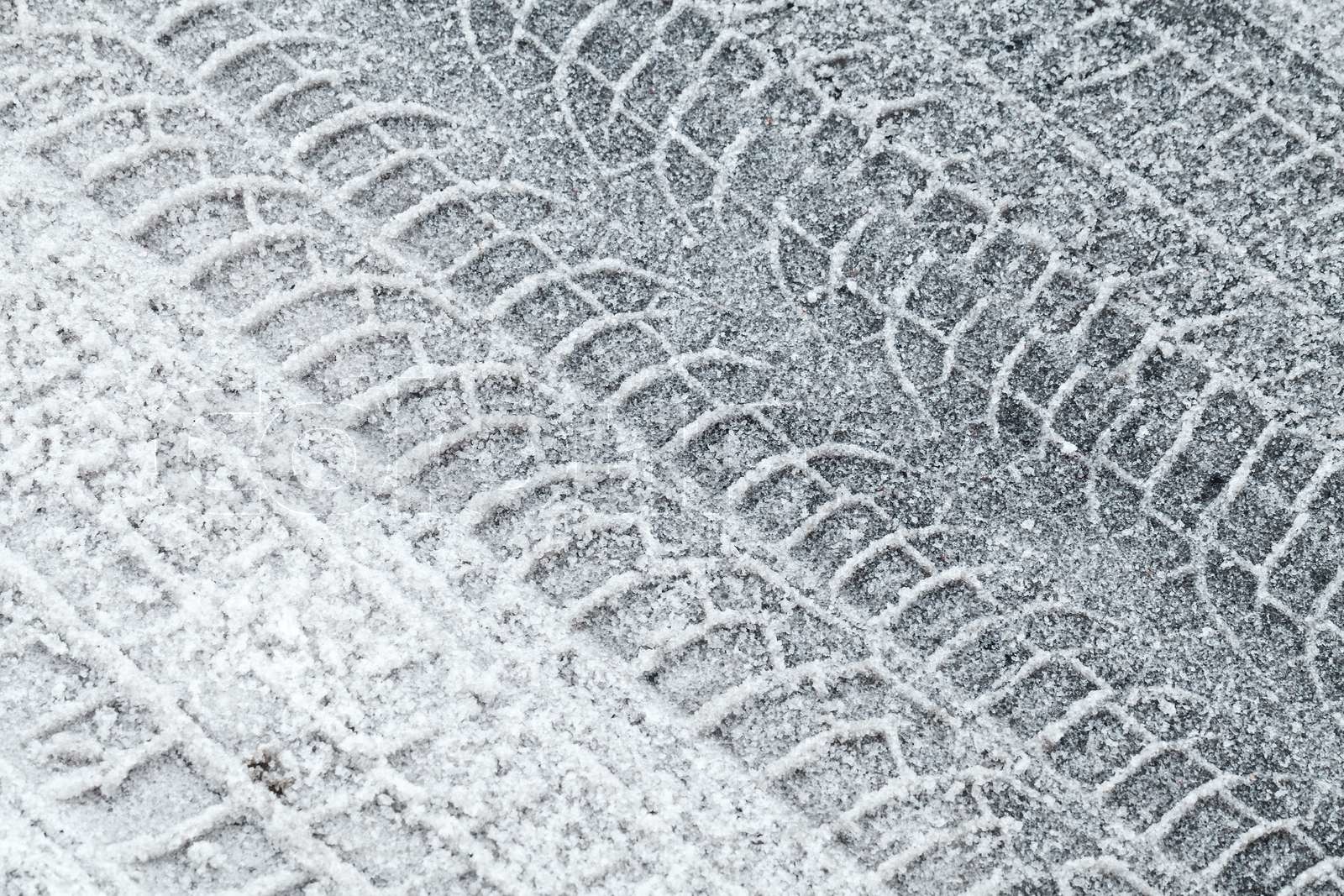 Background texture of road covered with snow ans tire tracks | Stock ...