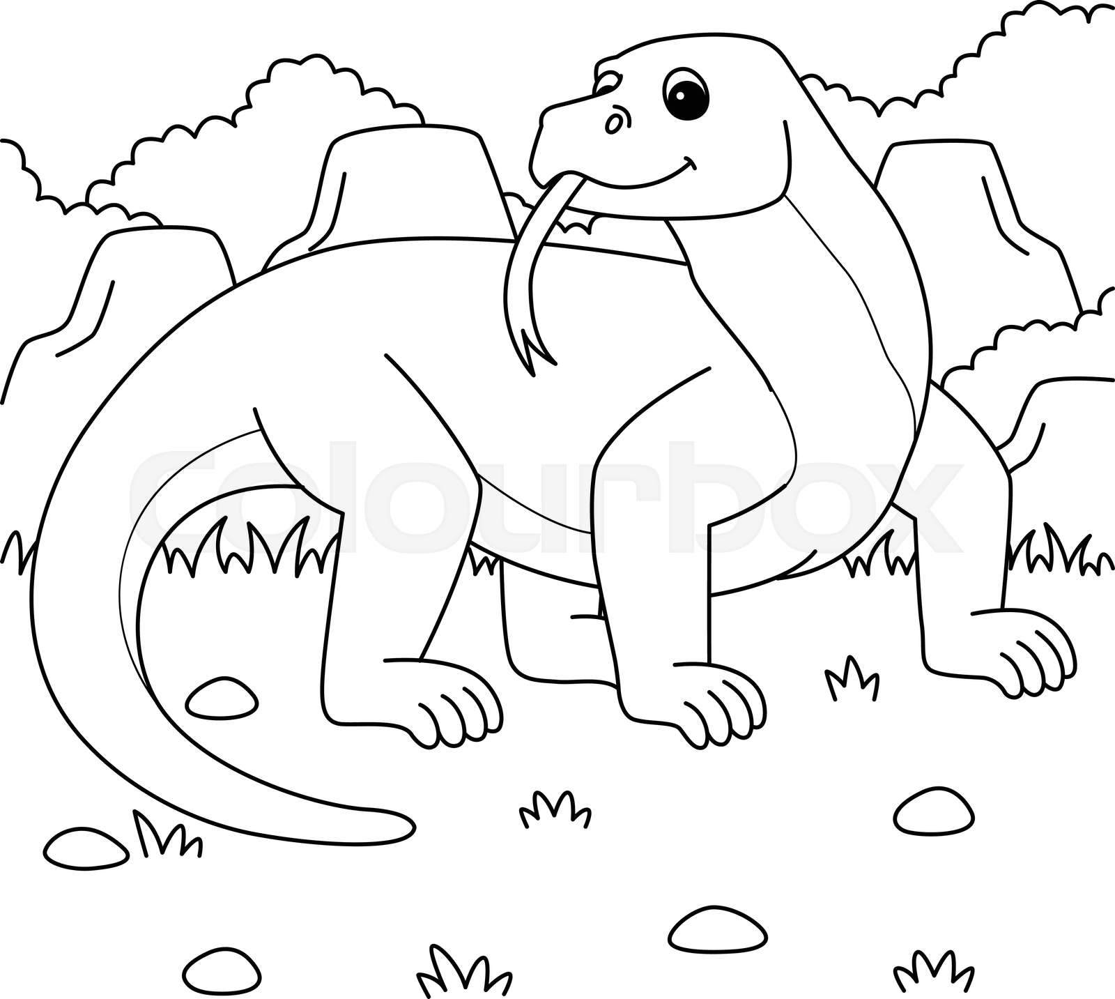 Komodo Dragon Animal Coloring Page For Kids Stock Vector Colourbox