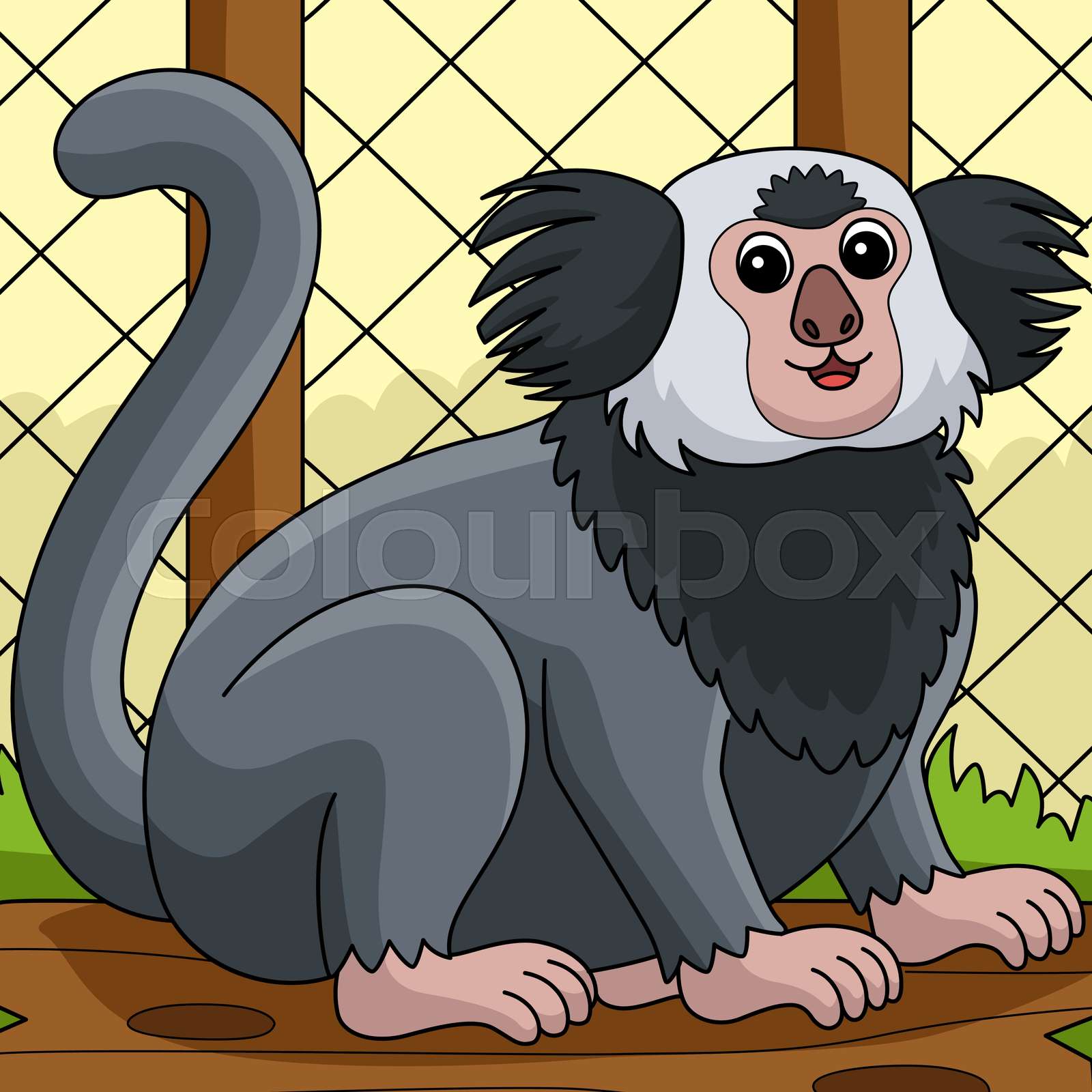 Marmoset Animal Colored Cartoon Illustration Stock Vector Colourbox