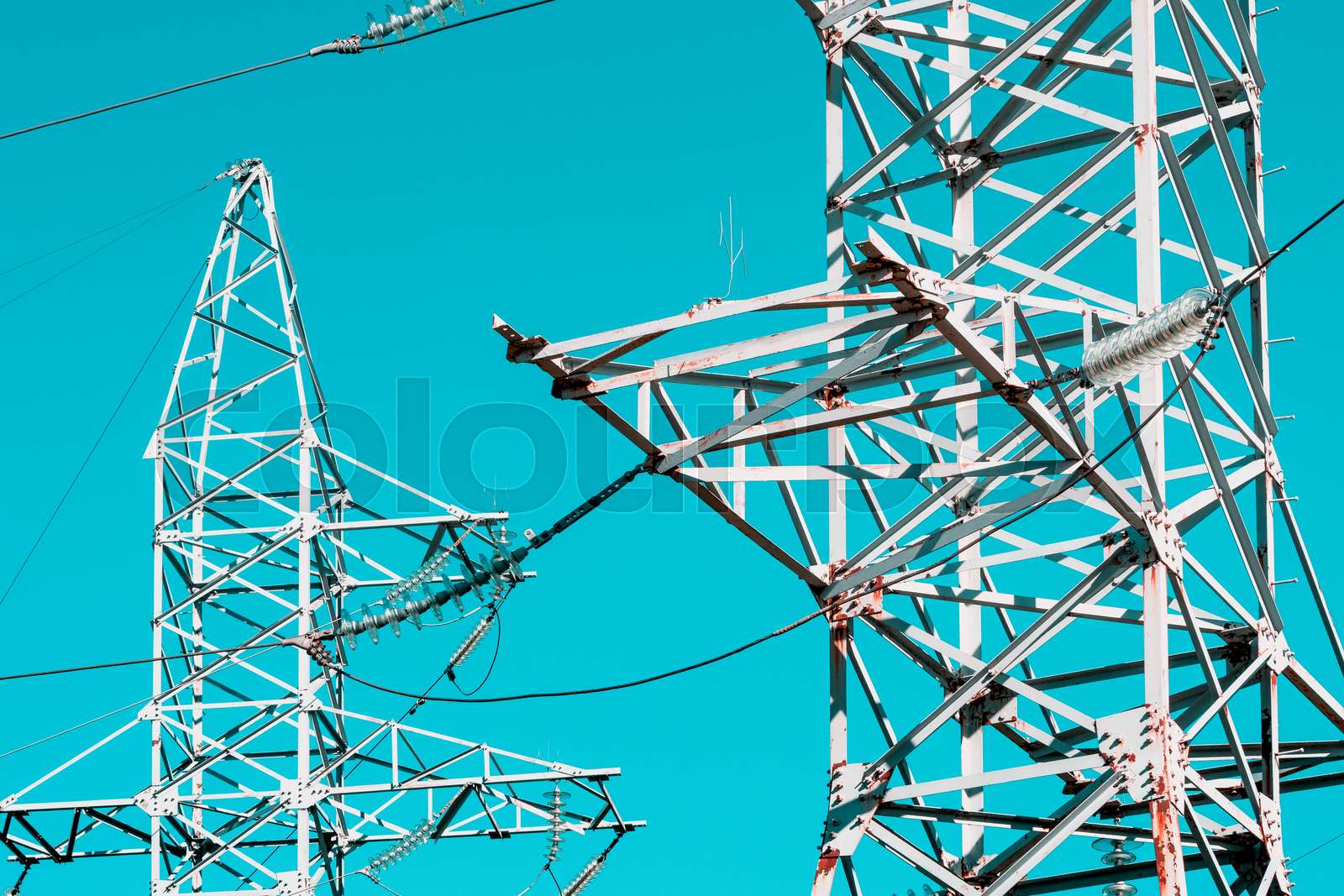 High voltage pylons. Concept for technology and industry. | Stock image ...