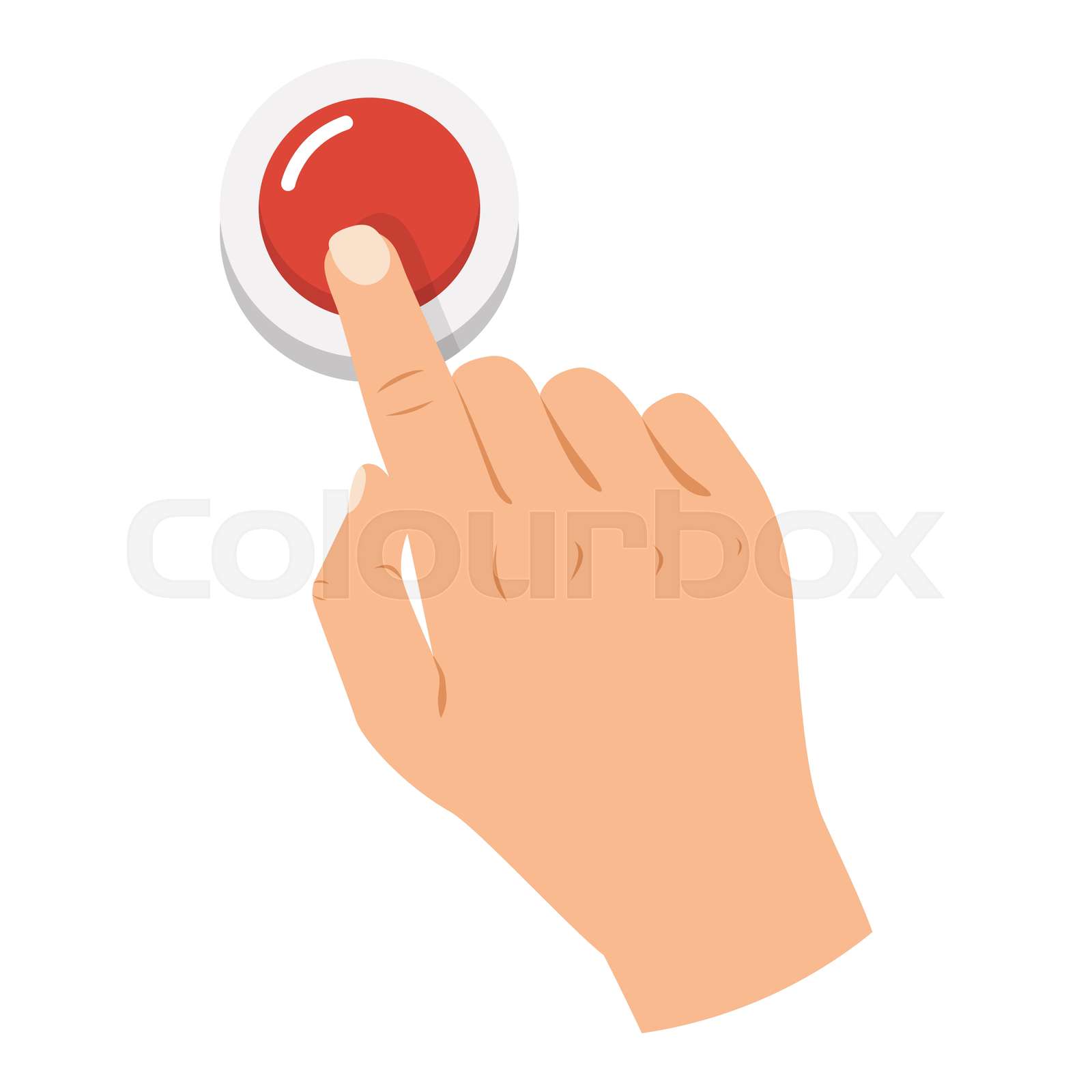 hand presses red button vector | Stock vector | Colourbox