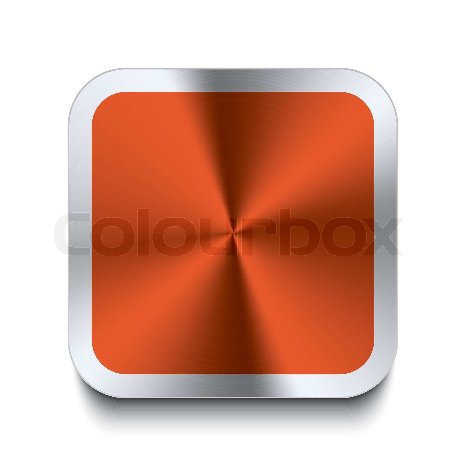 Square metal button - orange | Stock vector | Colourbox