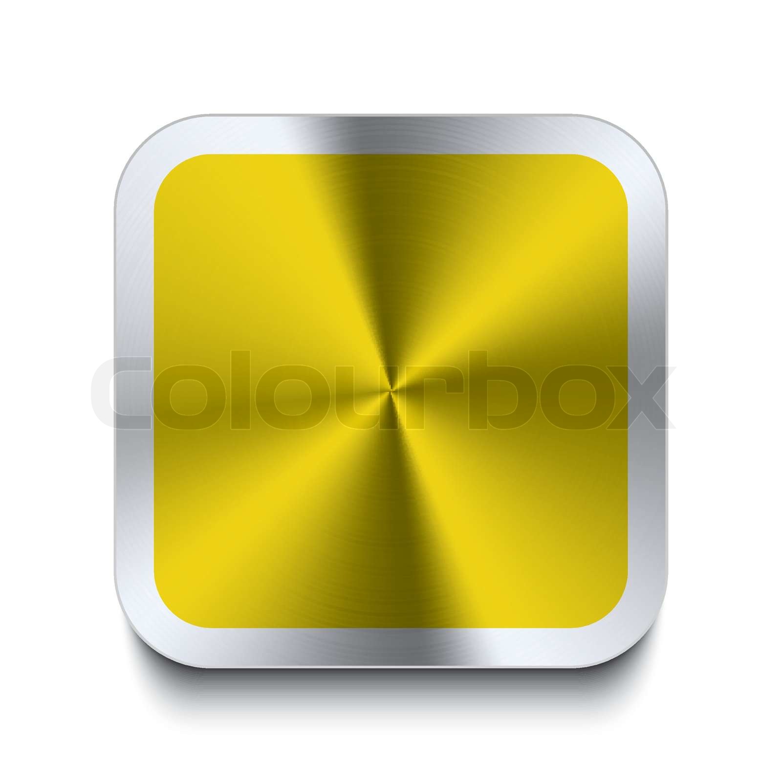 Square metal button - yellow | Stock vector | Colourbox