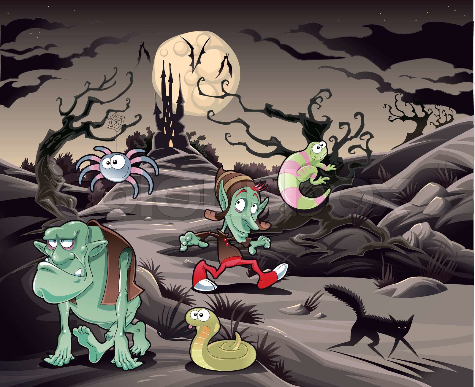 Horror landscape with characters. | Stock vector | Colourbox