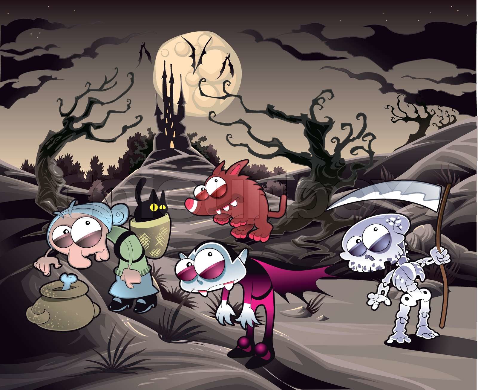 Horror landscape with characters. | Stock vector | Colourbox