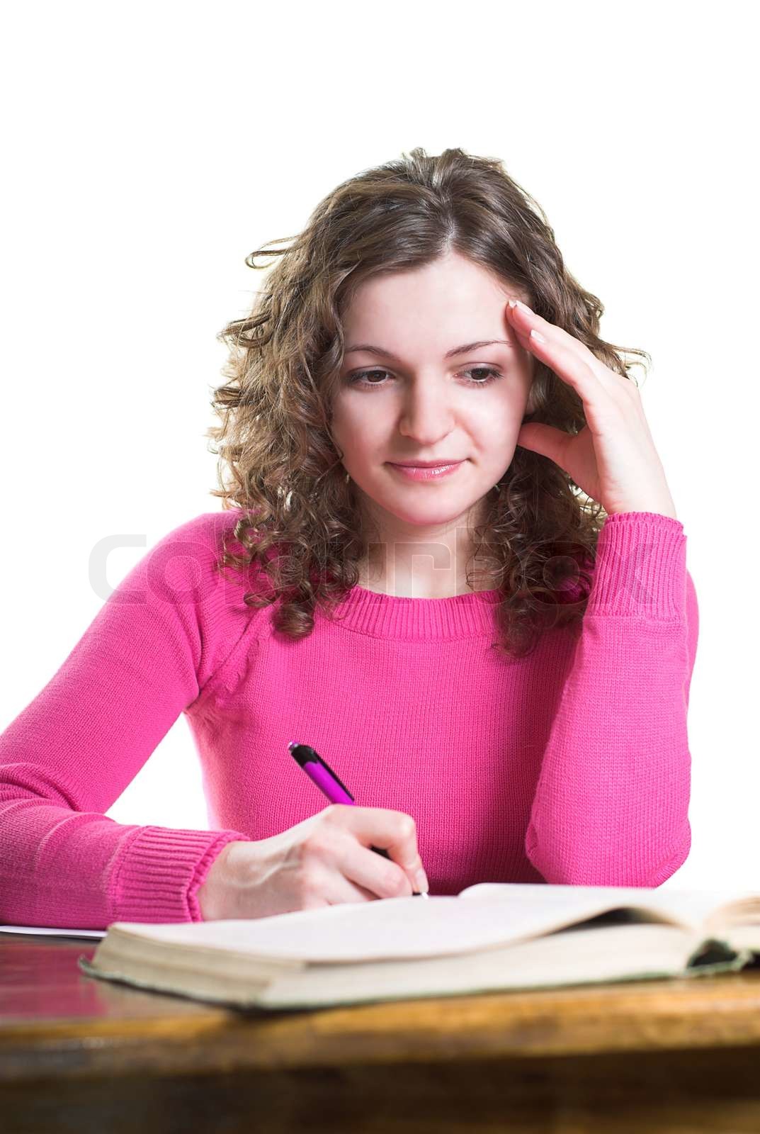 Student is writing Isolated | Stock image | Colourbox