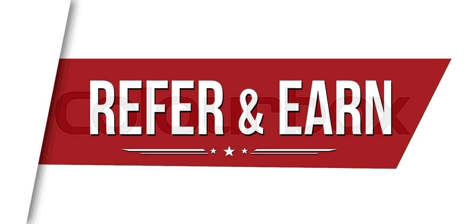 Refer and earn red ribbon or banner design | Stock vector | Colourbox