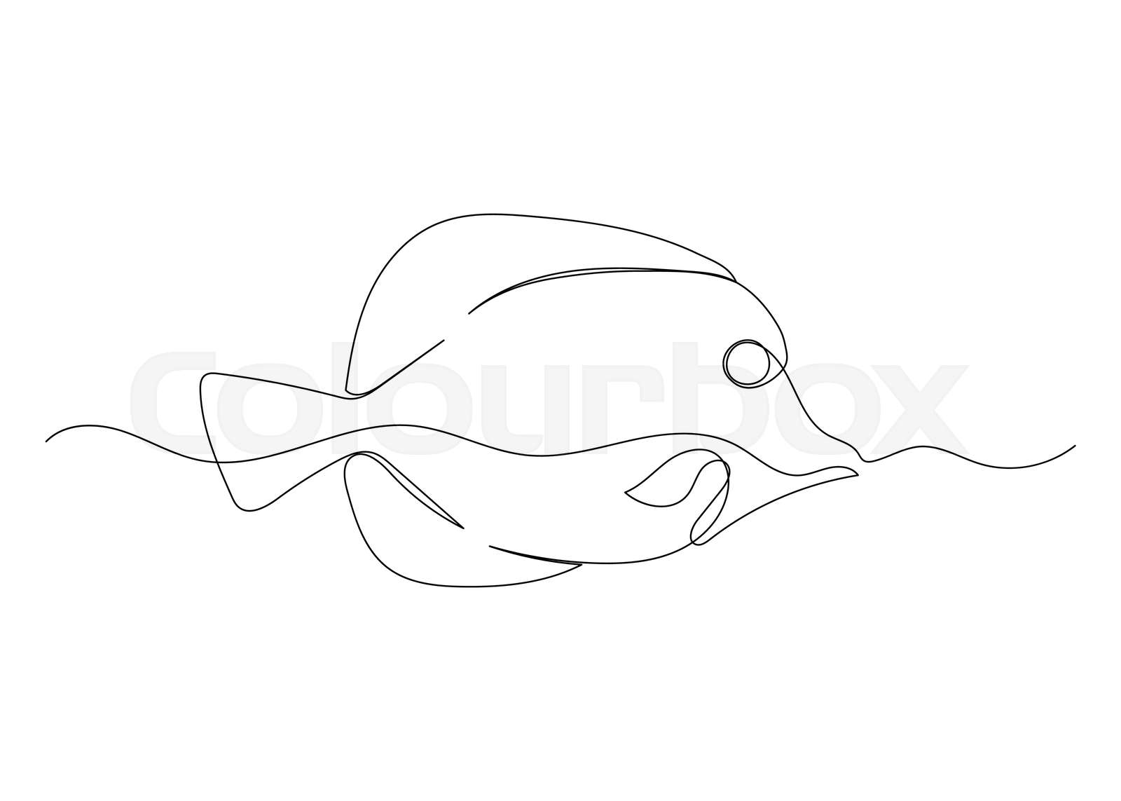 Continuous line drawing of fish with the ocean. Minimalism art. | Stock ...
