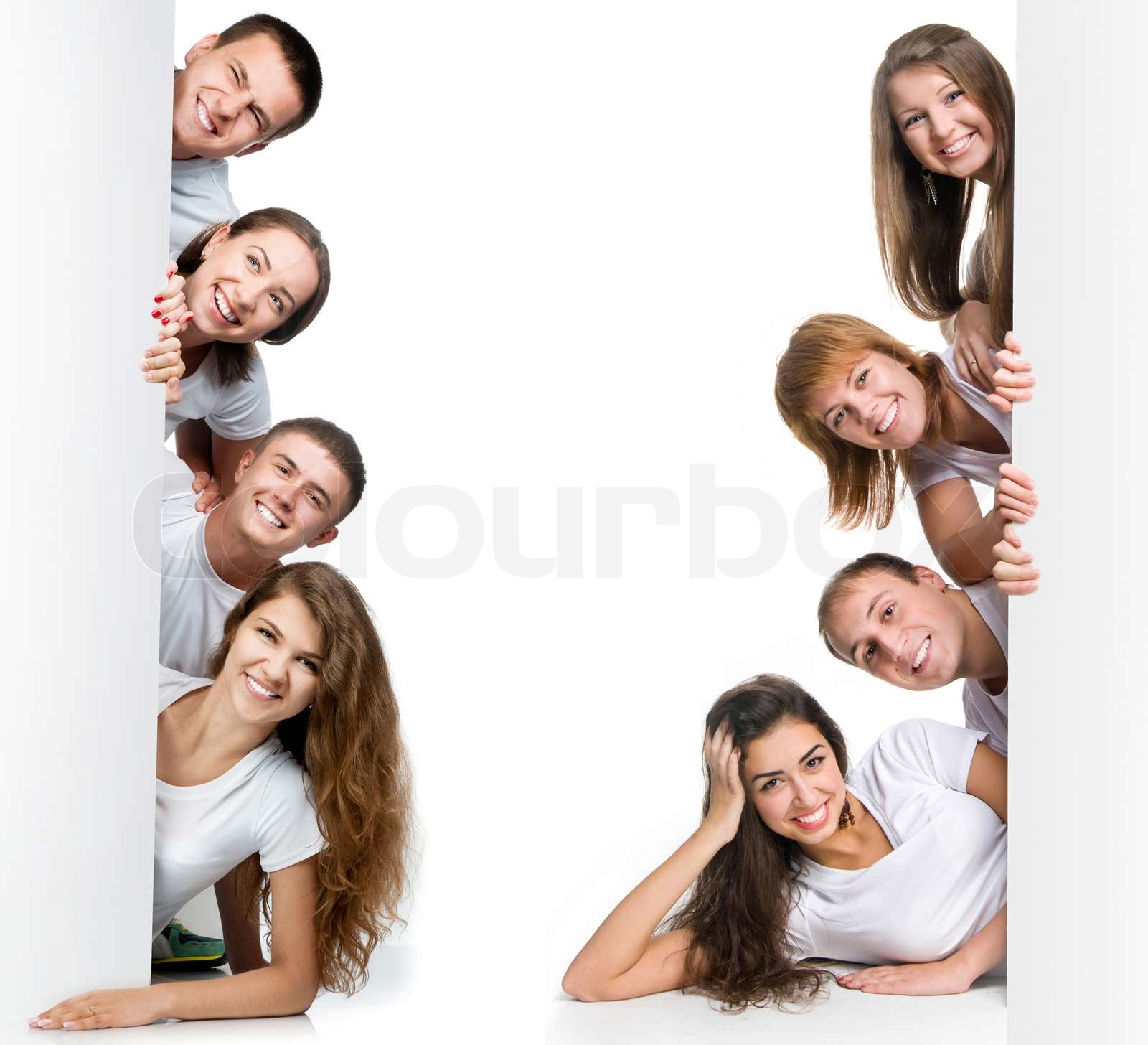 young people looking out a board | Stock image | Colourbox