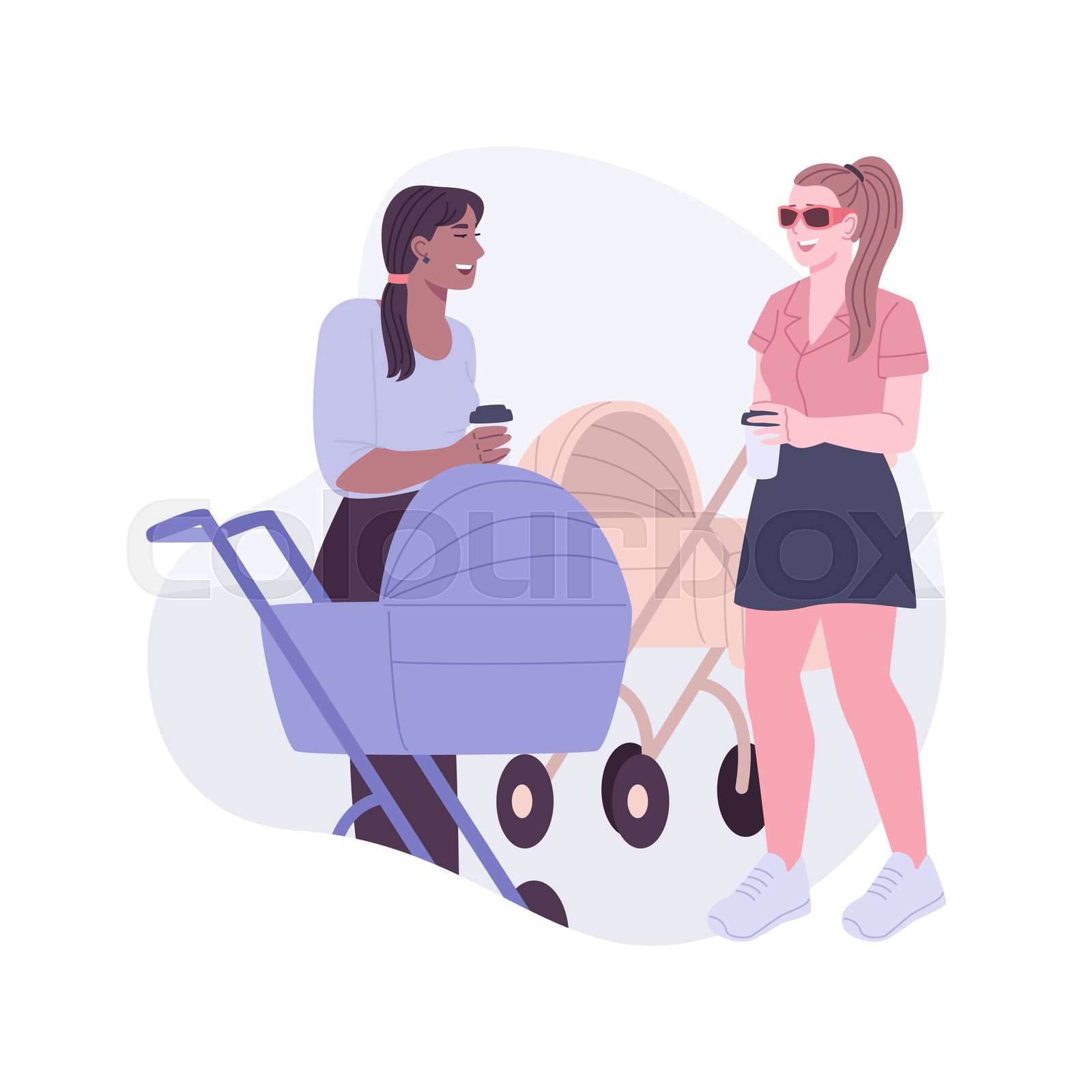 Happy moms isolated cartoon vector illustrations. | Stock vector | Colourbox