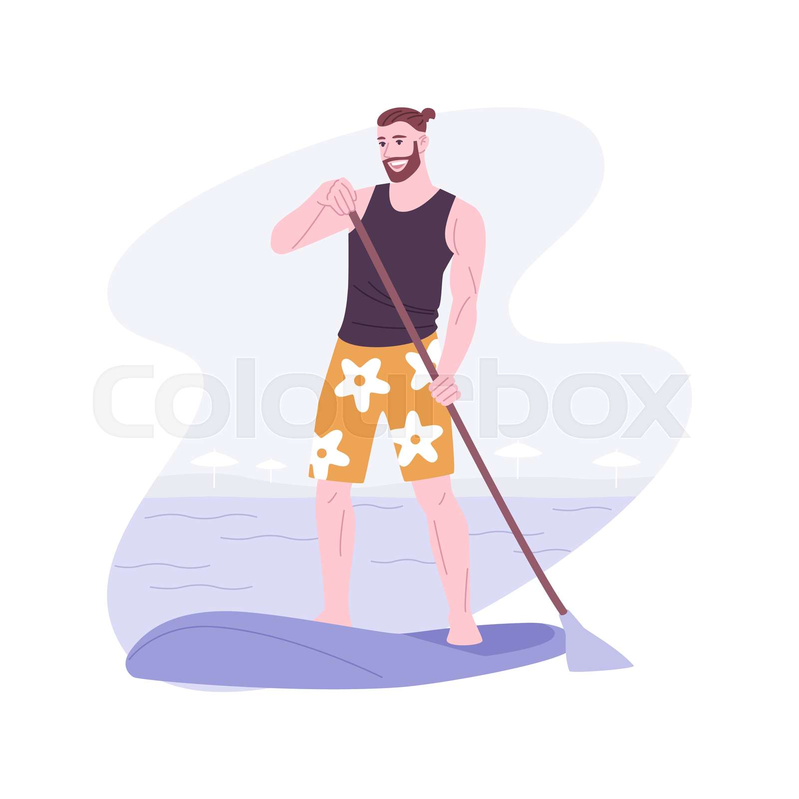 Stand up paddling rental isolated cartoon vector illustrations. | Stock ...