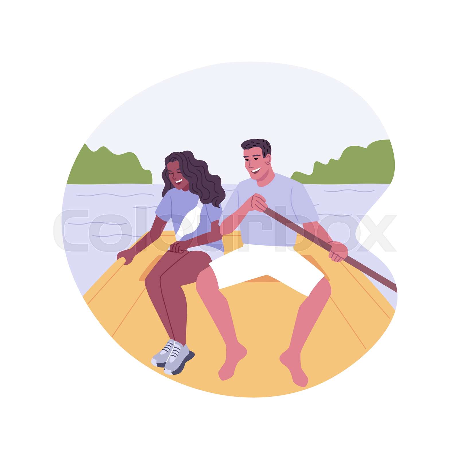 Paddle boat rental isolated cartoon vector illustrations. | Stock ...