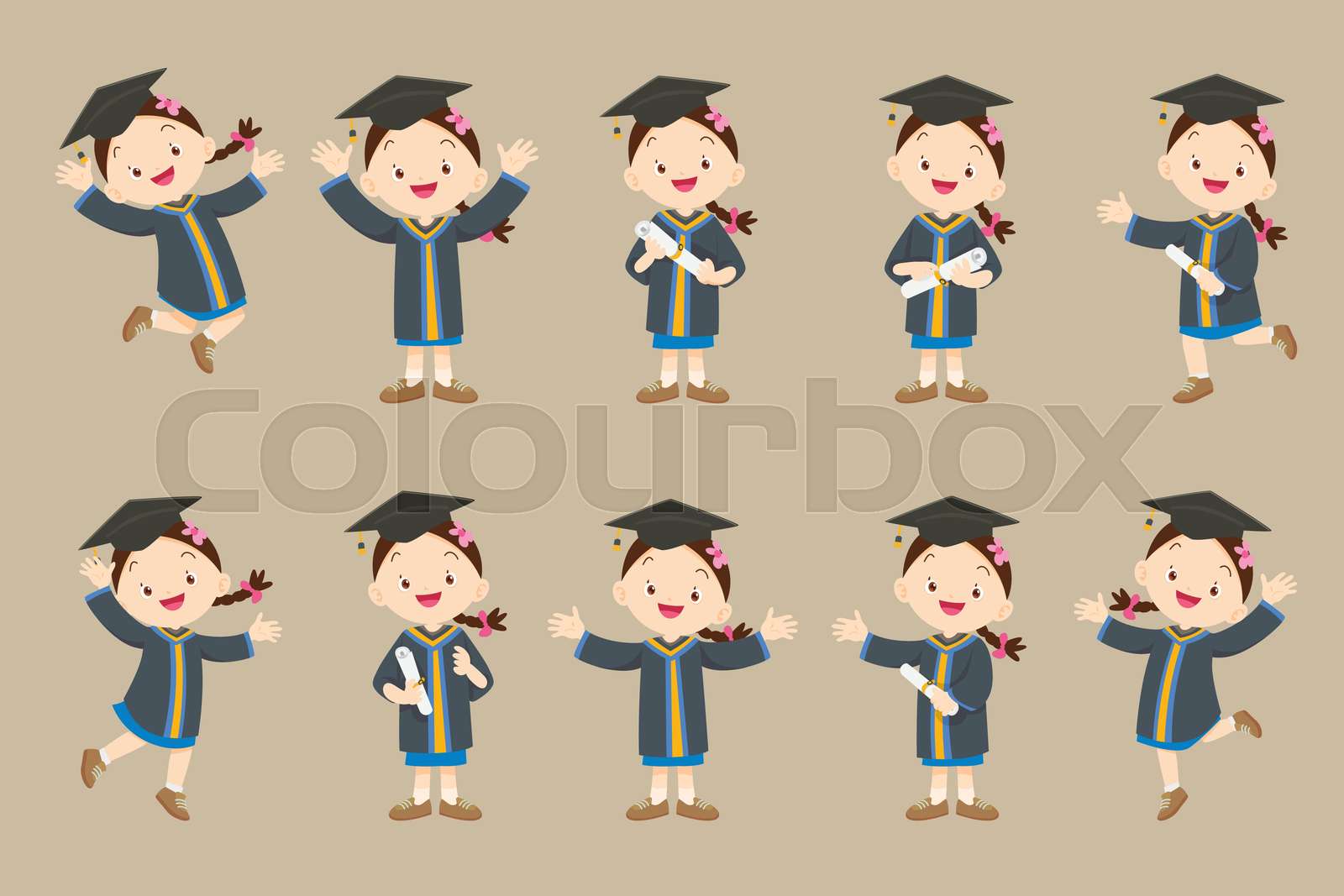Preschool Graduation Cartoon Students