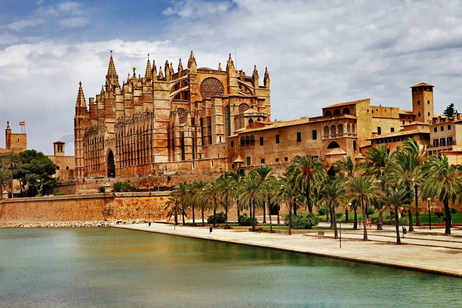 beautiful cathedral - main architectural landmark of Mallorca | Stock ...