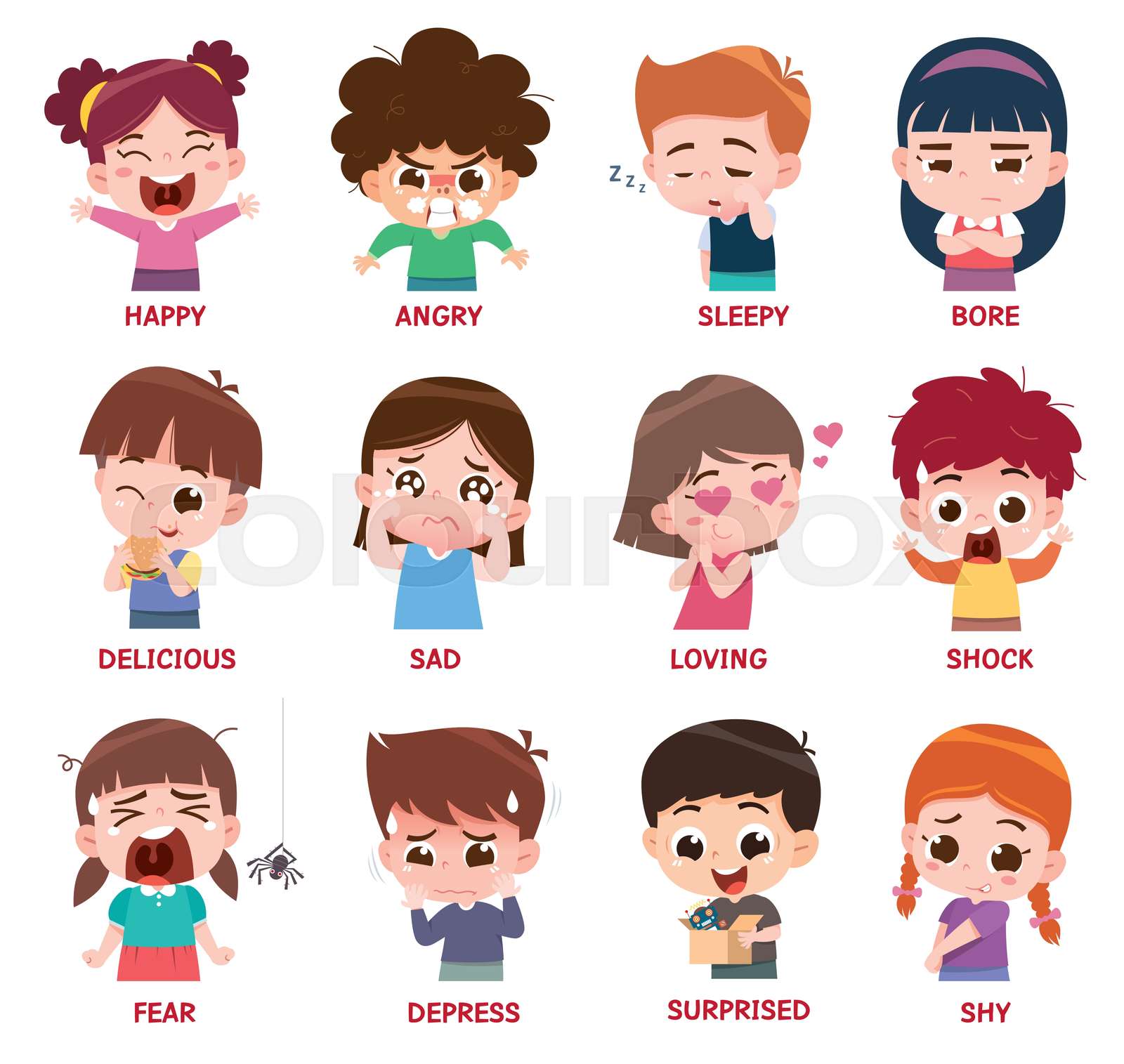 kids face expressions | Stock vector | Colourbox