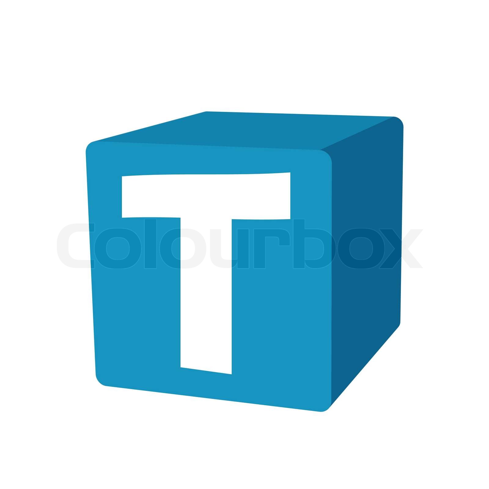 Letter T on blue cube | Stock vector | Colourbox