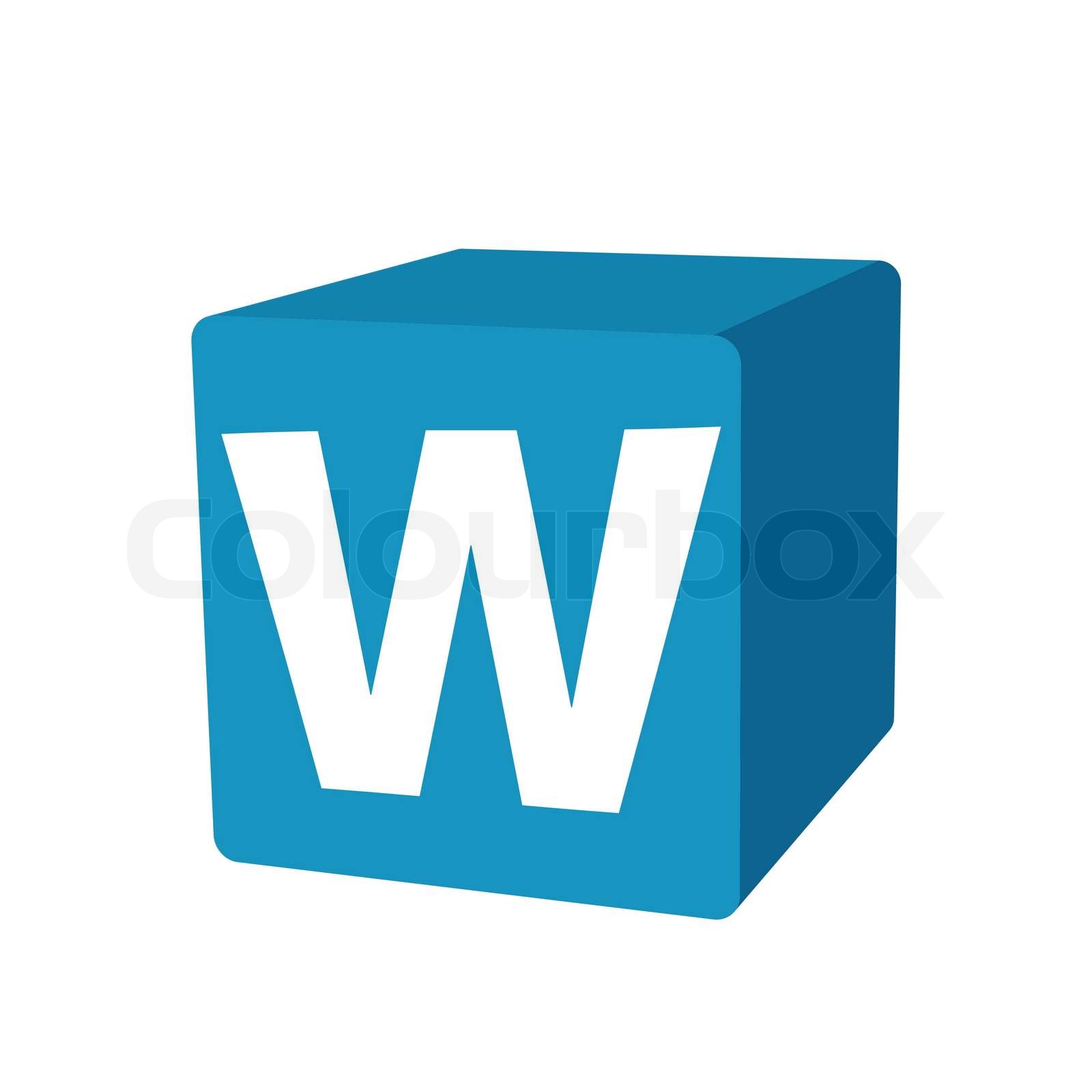 Letter W on blue cube | Stock vector | Colourbox