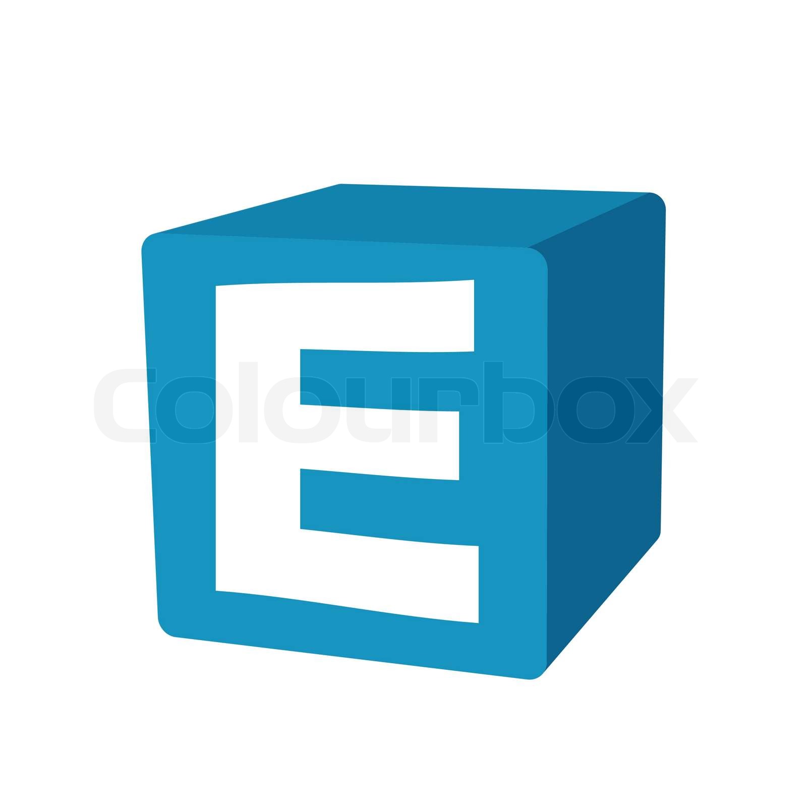 Letter E on blue cube | Stock vector | Colourbox