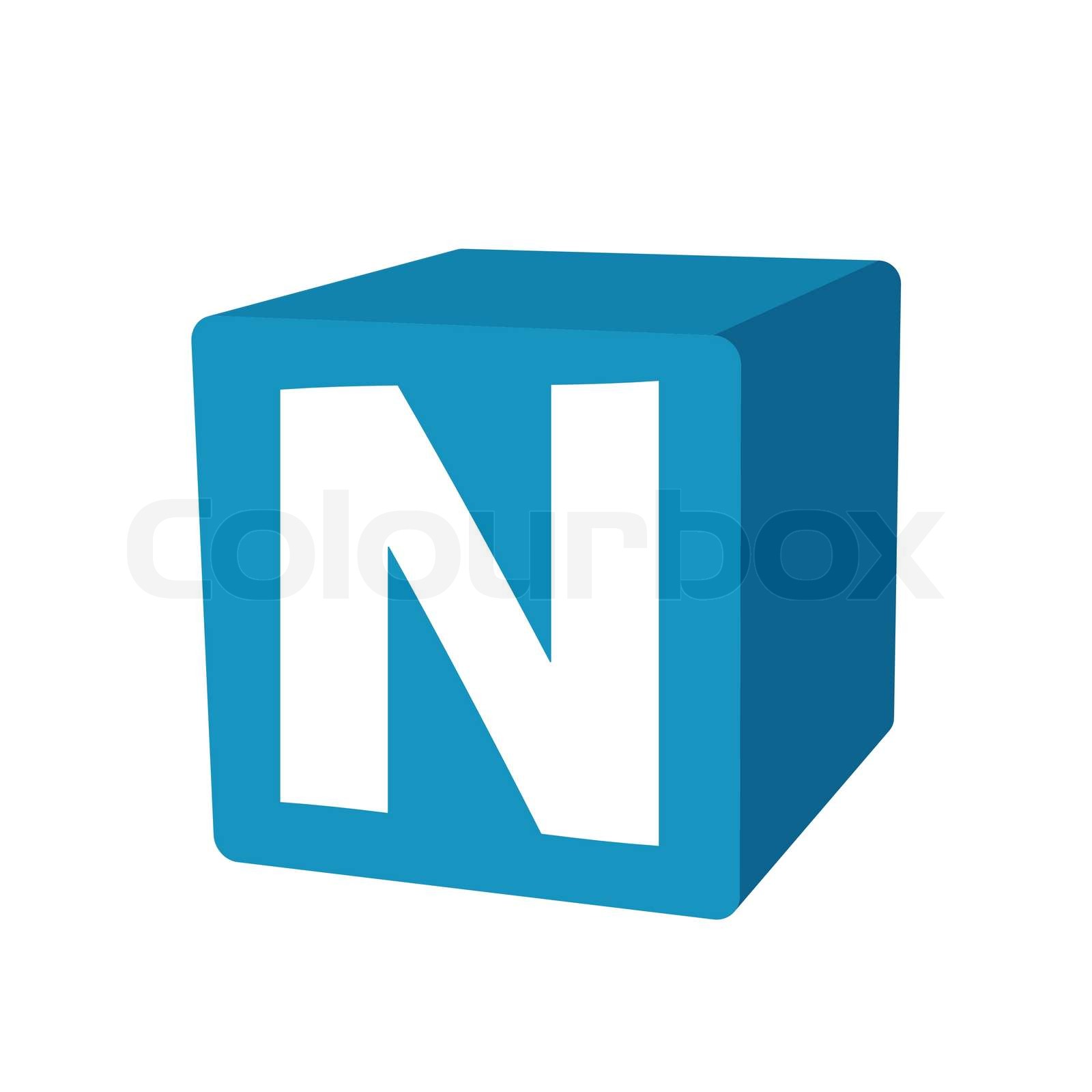 Letter N on blue cube | Stock vector | Colourbox