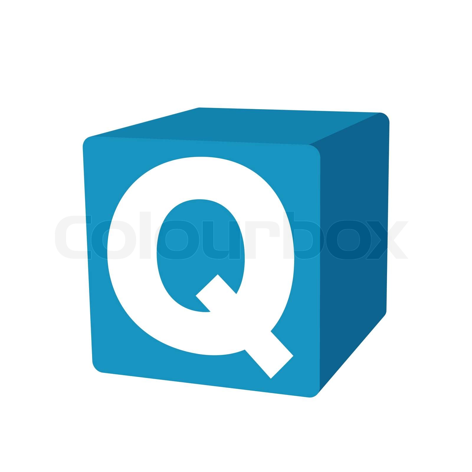Letter Q on blue cube | Stock vector | Colourbox