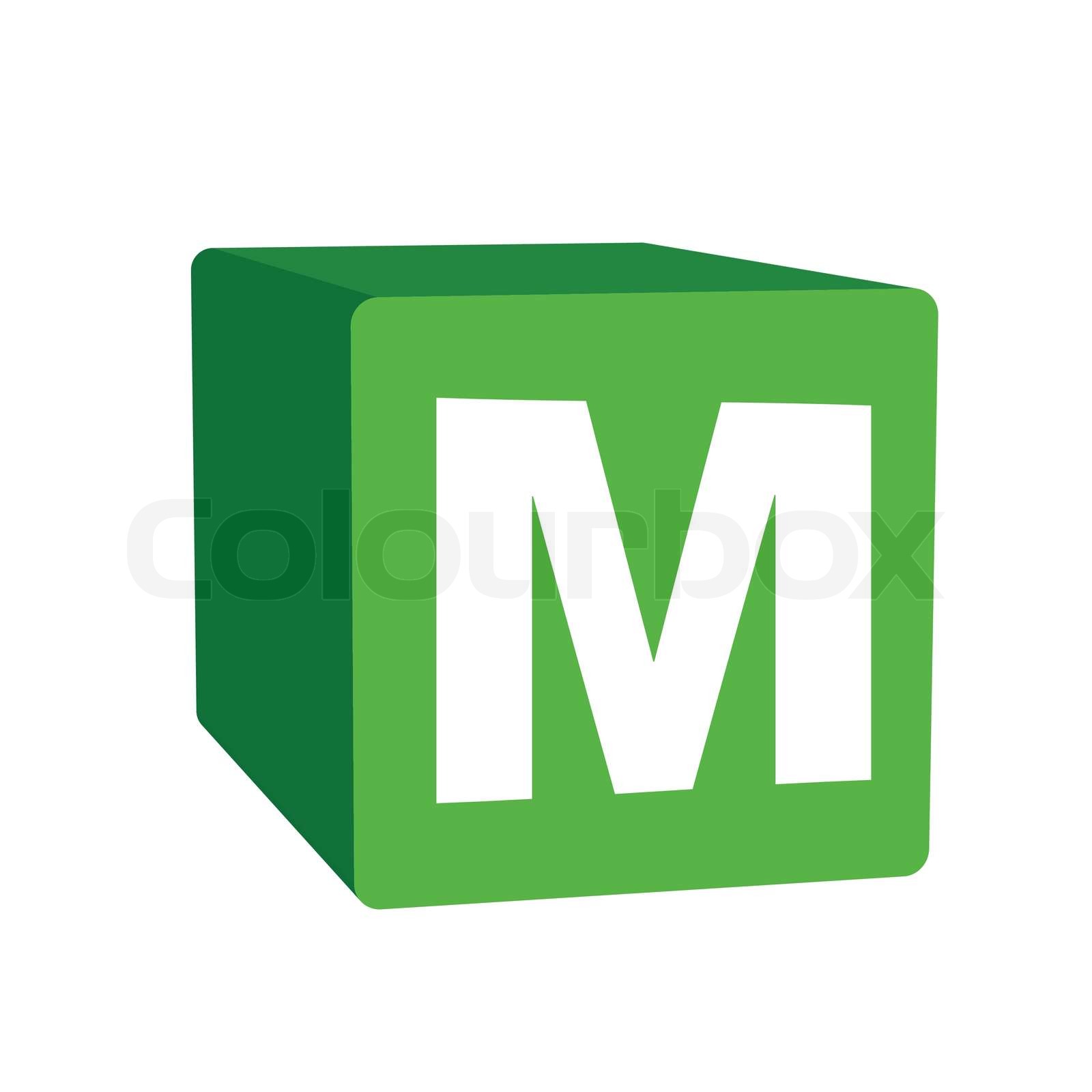 Alphabet cube with letter M | Stock vector | Colourbox