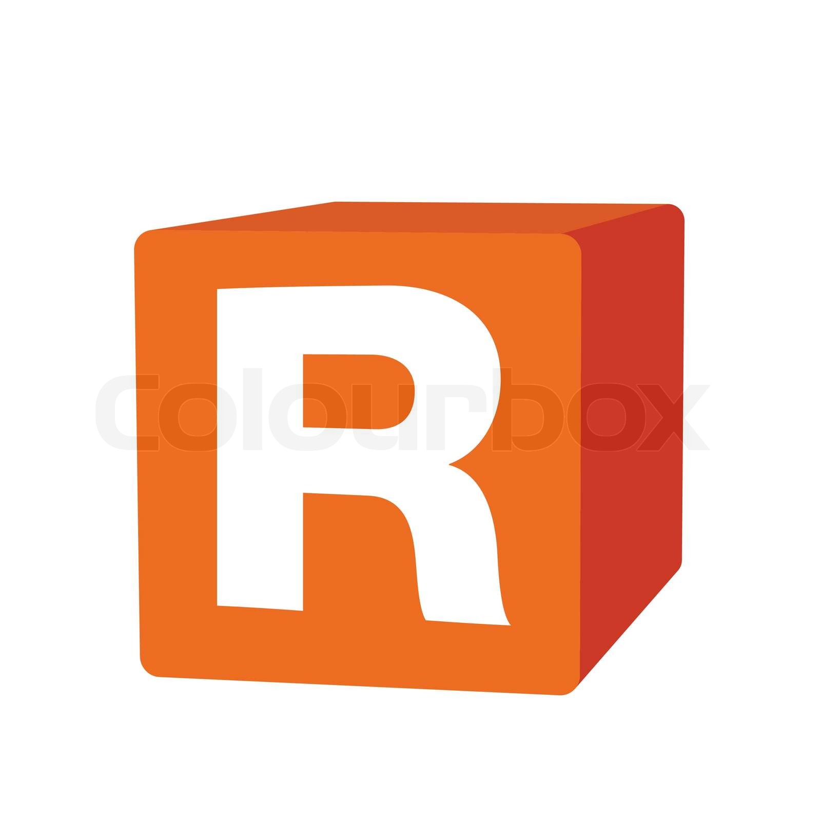 Letter R on orange box | Stock vector | Colourbox