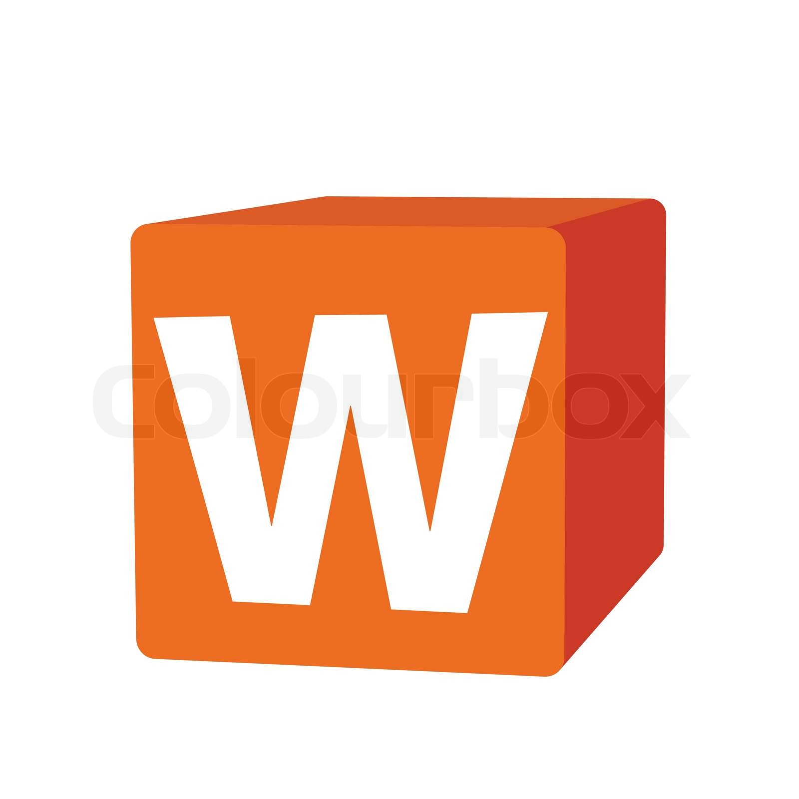 Letter W on orange box | Stock vector | Colourbox