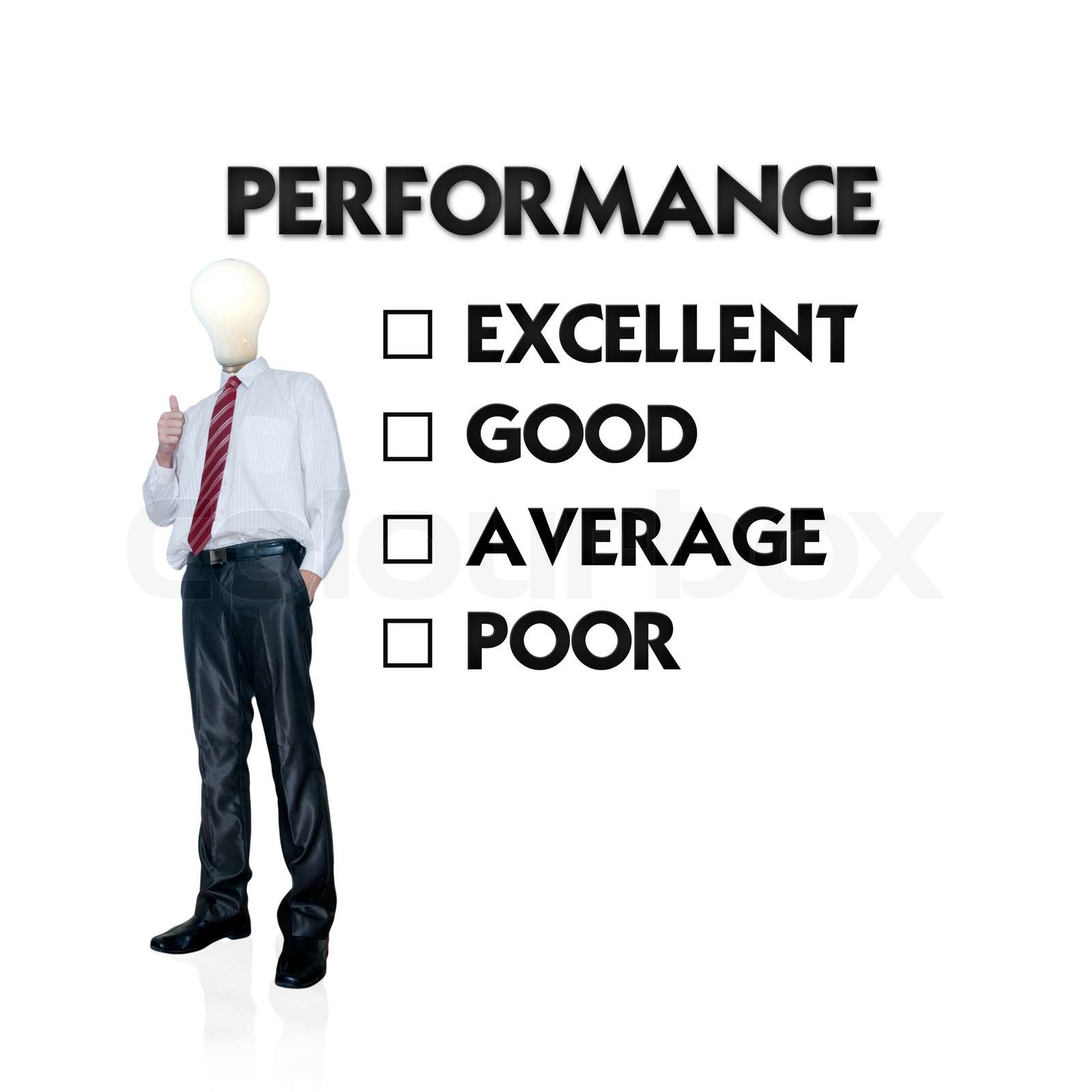 Customer service evaluation form with business man selecting the choice ...