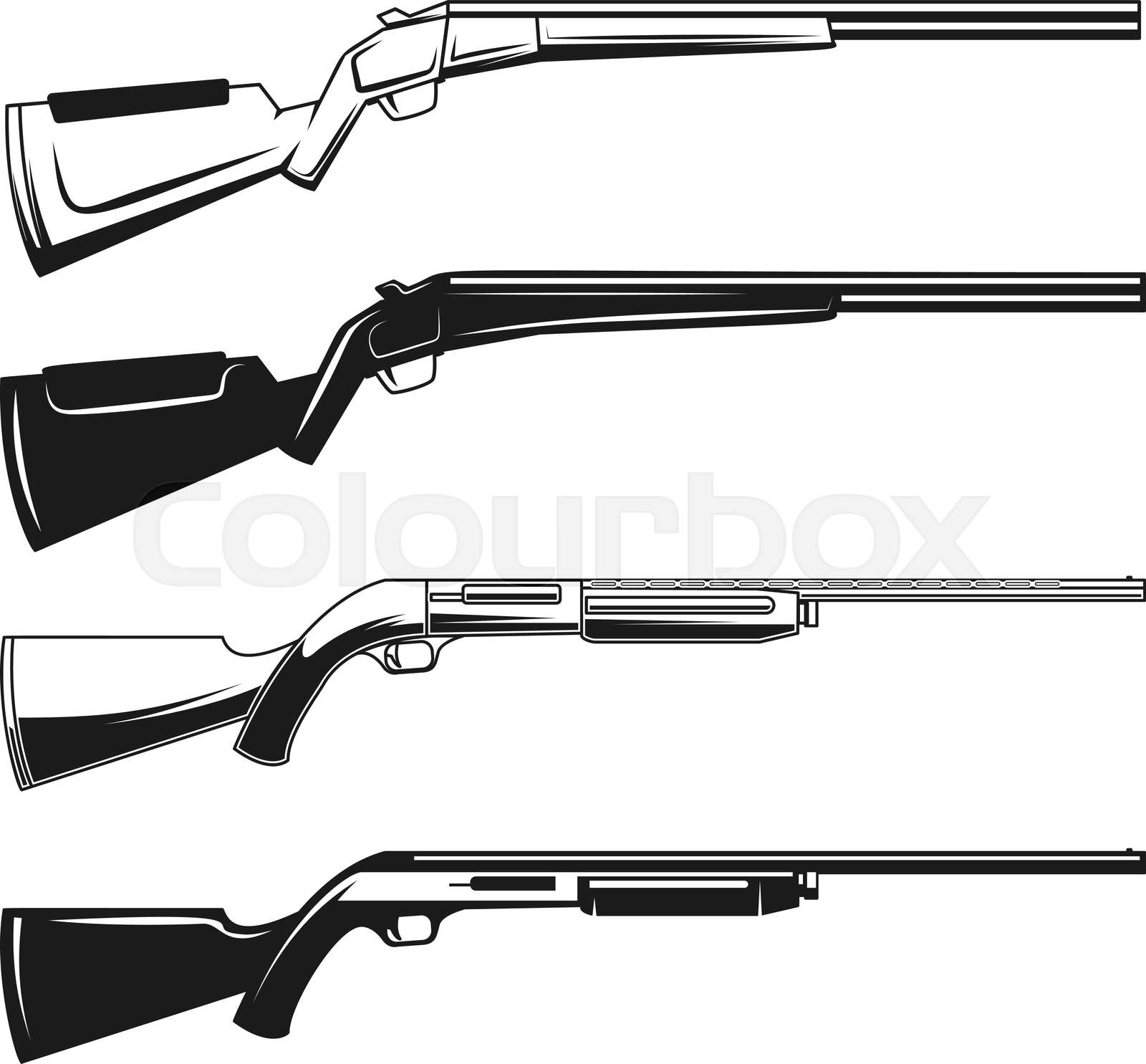 Set of illustrations of hunting guns and rifles. Design element for ...