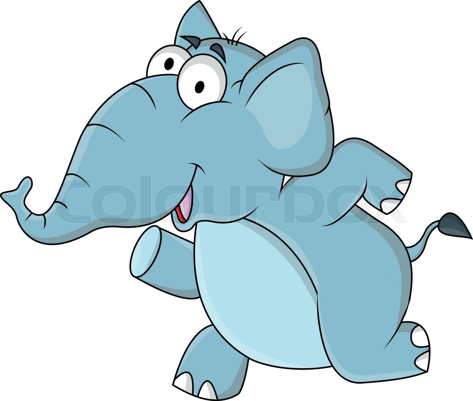 Elephant cartoon running | Stock vector | Colourbox