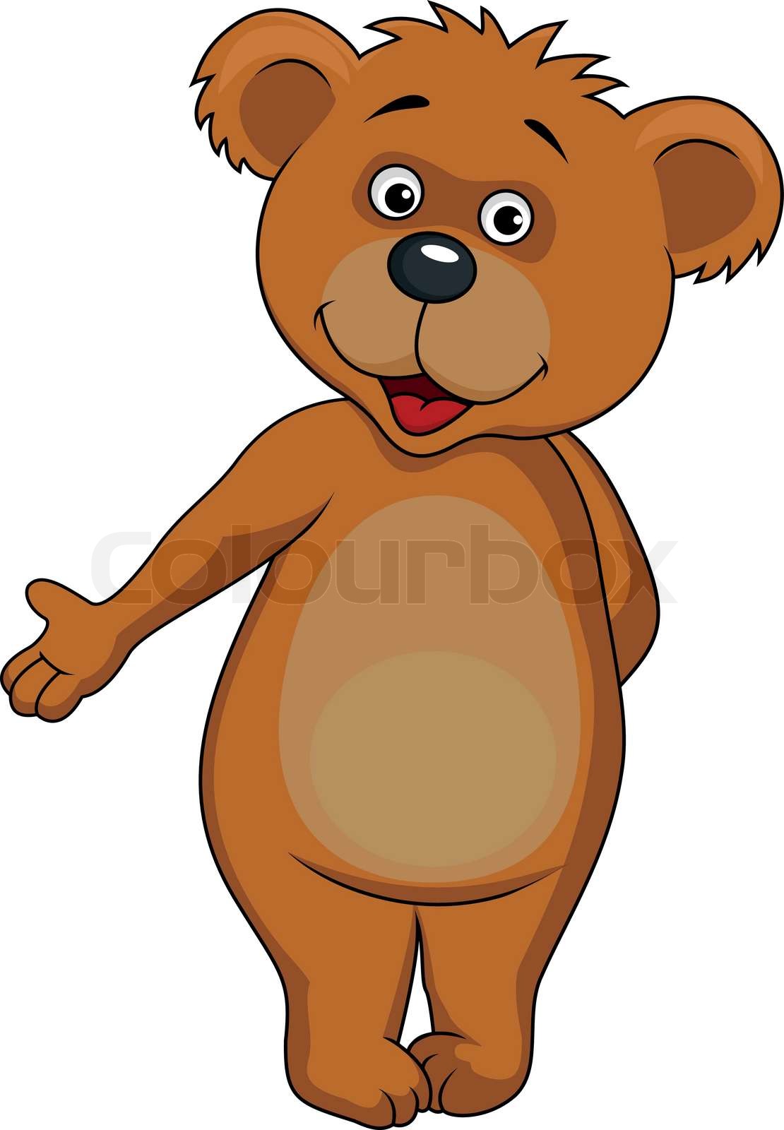 Baby brown bear cartoon waving hand | Stock vector | Colourbox