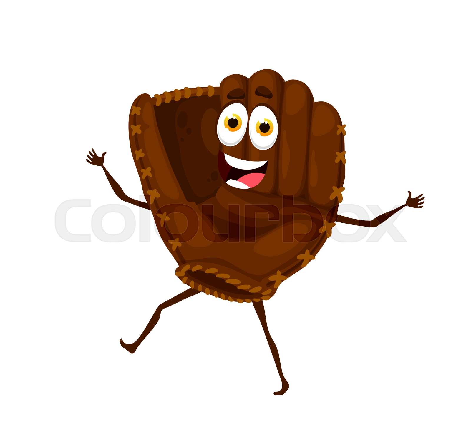 Cartoon cute baseball sport glove character, mitt | Stock vector ...
