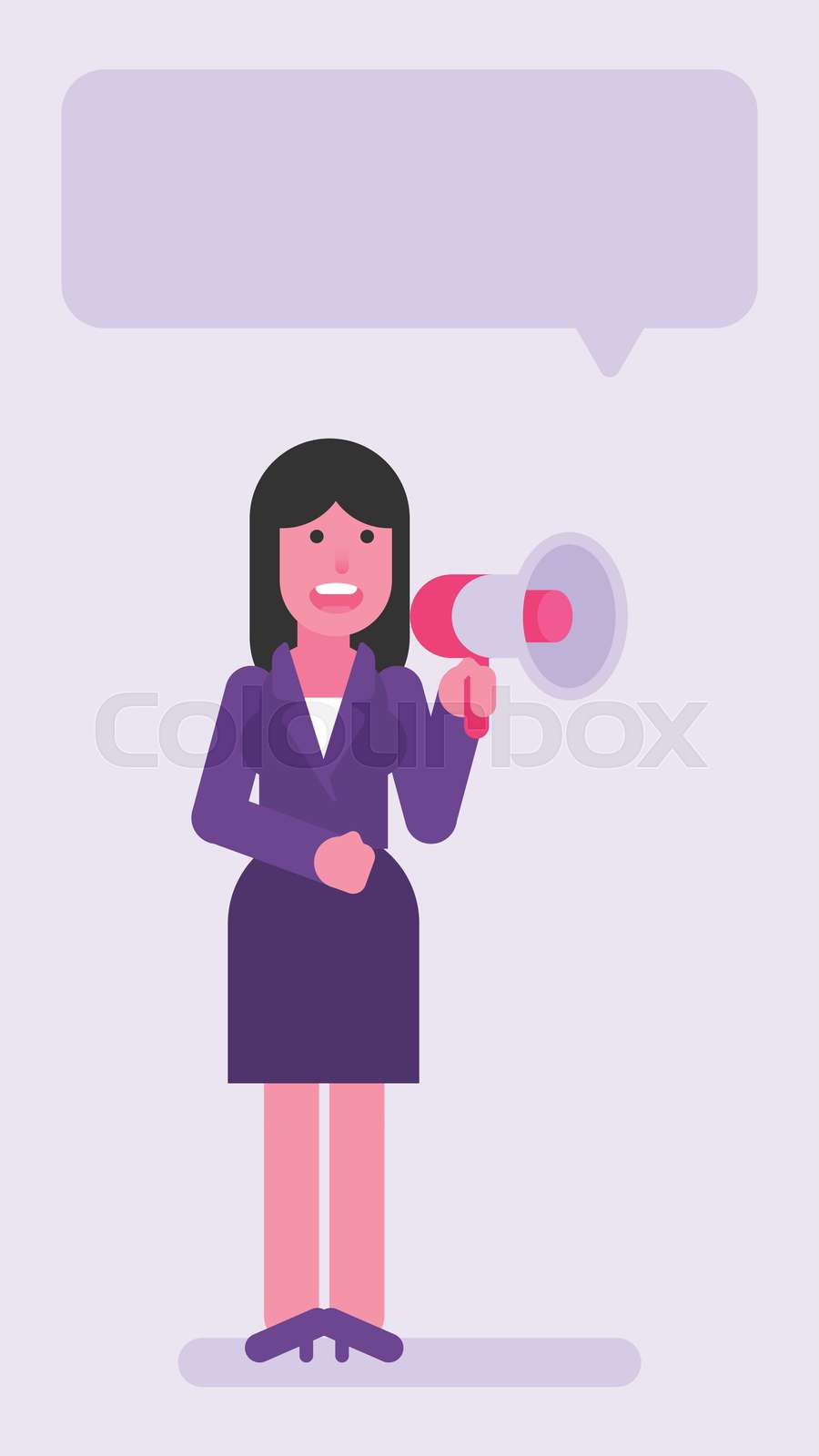 Business woman speaks into megaphone | Stock vector | Colourbox