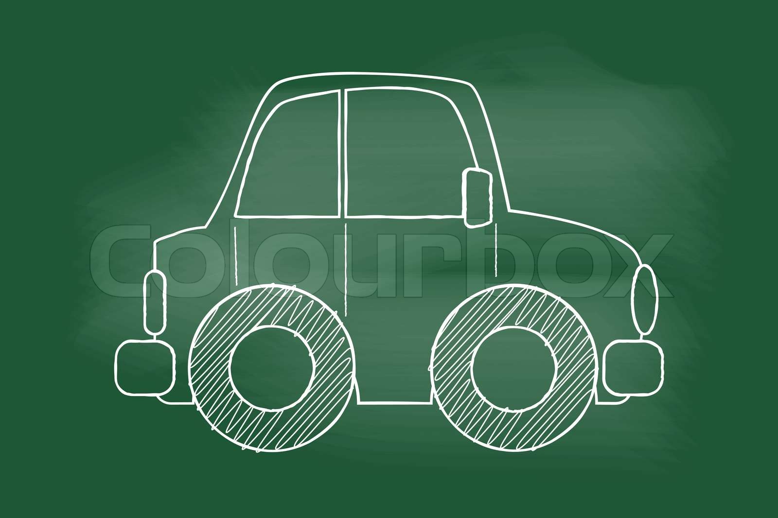 scribble sketch of car on blackboard | Stock vector | Colourbox