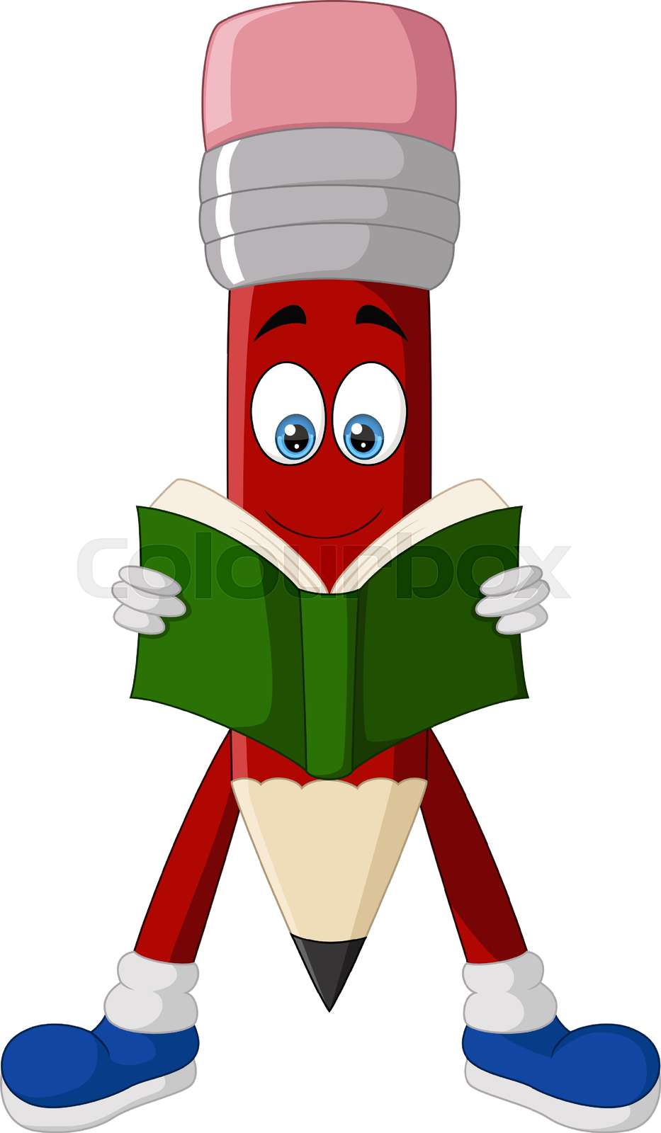 Cartoon Pencil And Book