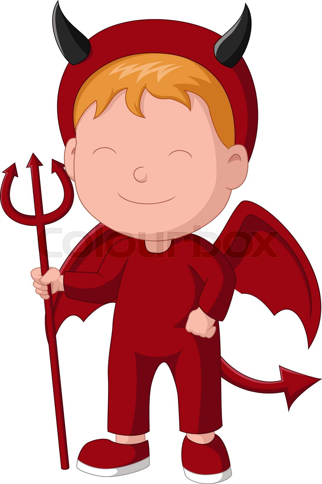 Cute boy cartoon wearing halloween devil costume | Stock vector | Colourbox