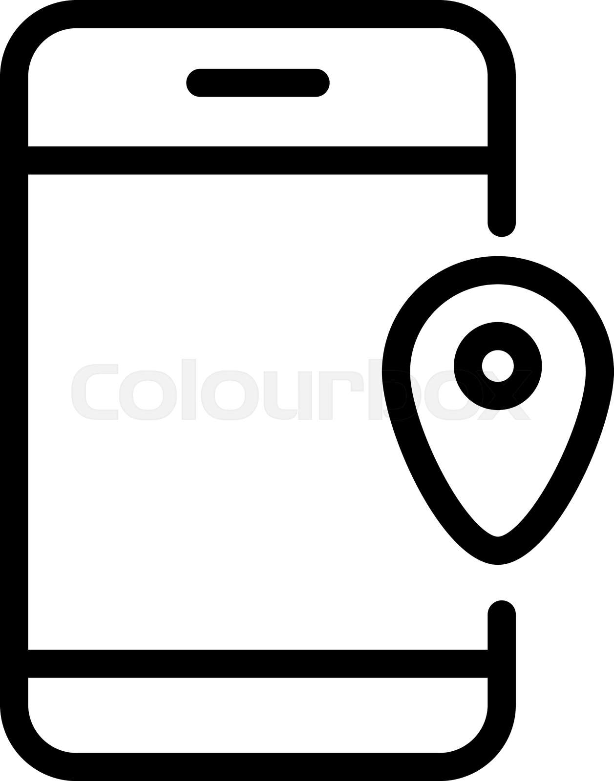 Simple flat location vector icon and smartphone. Mobile GPS Navigation ...