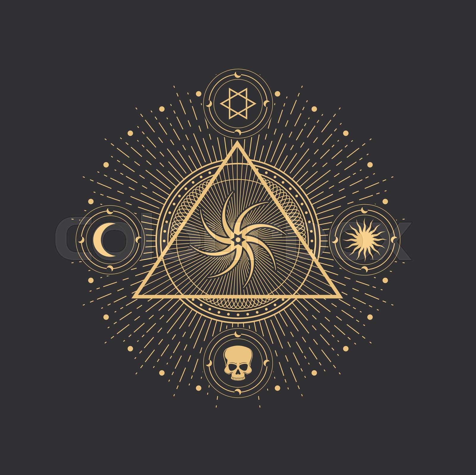 Pentagram symbol, magic occult and esoteric star | Stock vector | Colourbox