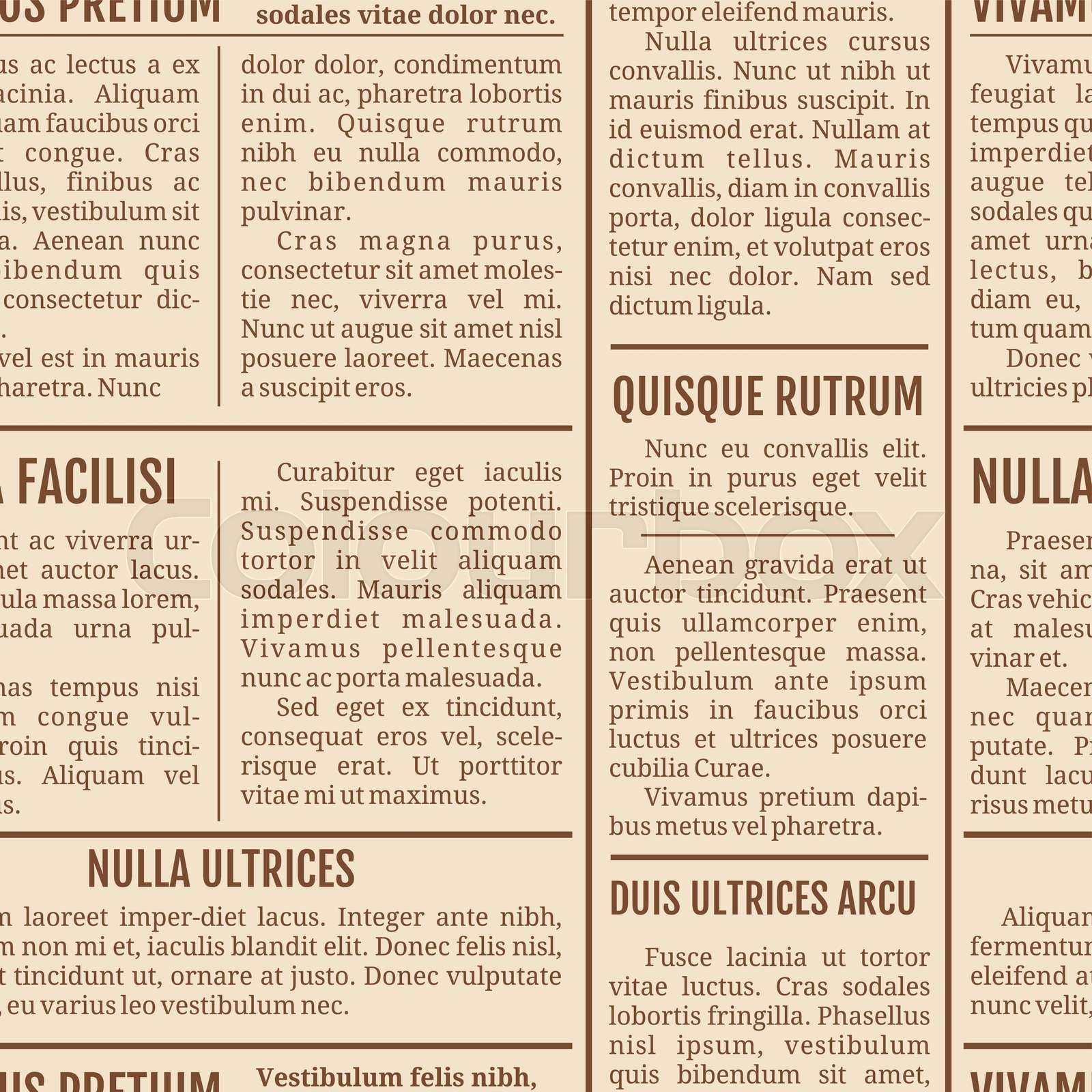 Old newspaper seamless pattern with text print | Stock vector | Colourbox