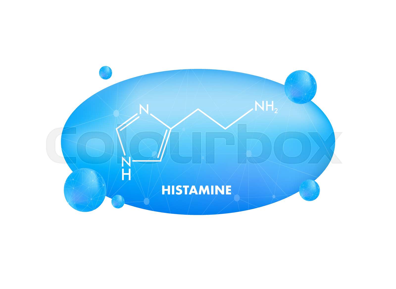 Histamine concept chemical formula icon label, text font vector ...