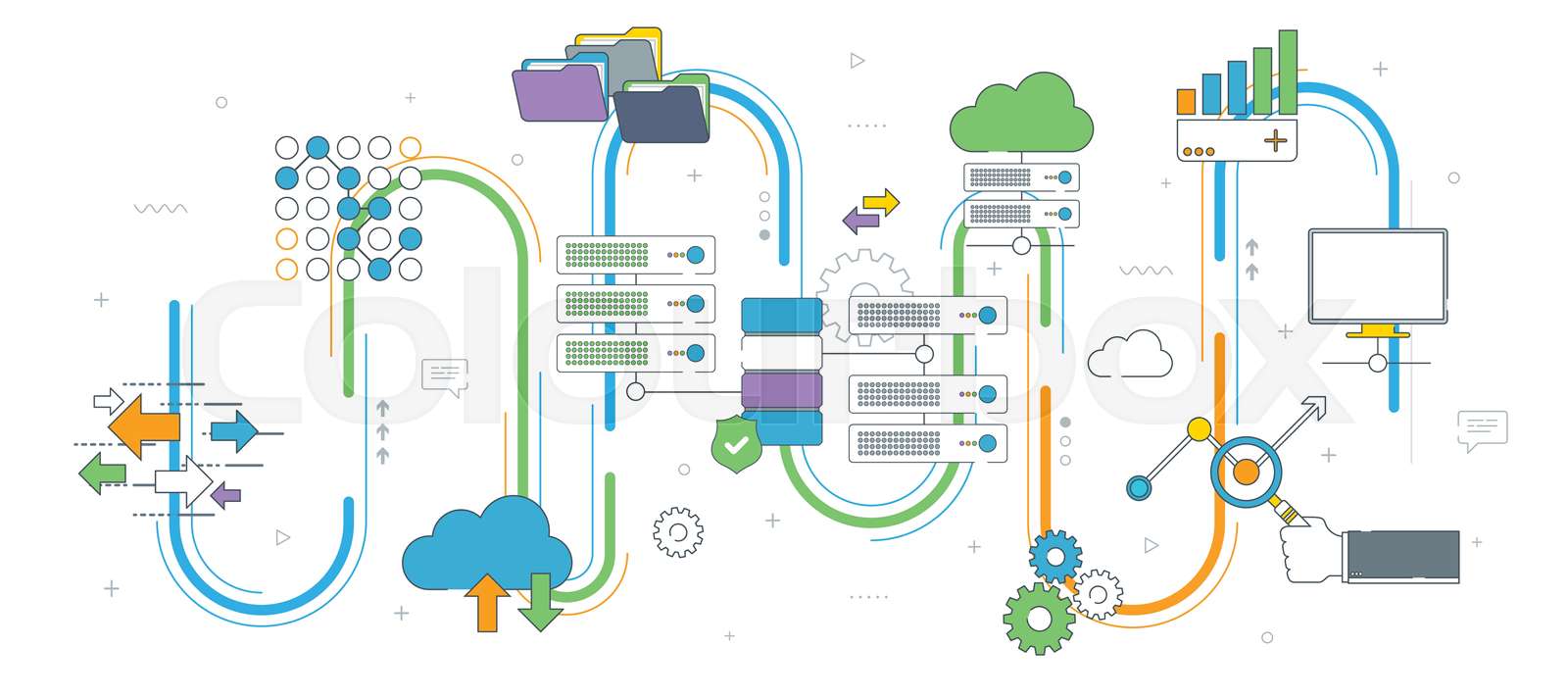 Big Data and cloud computing banner with icons. | Stock vector | Colourbox