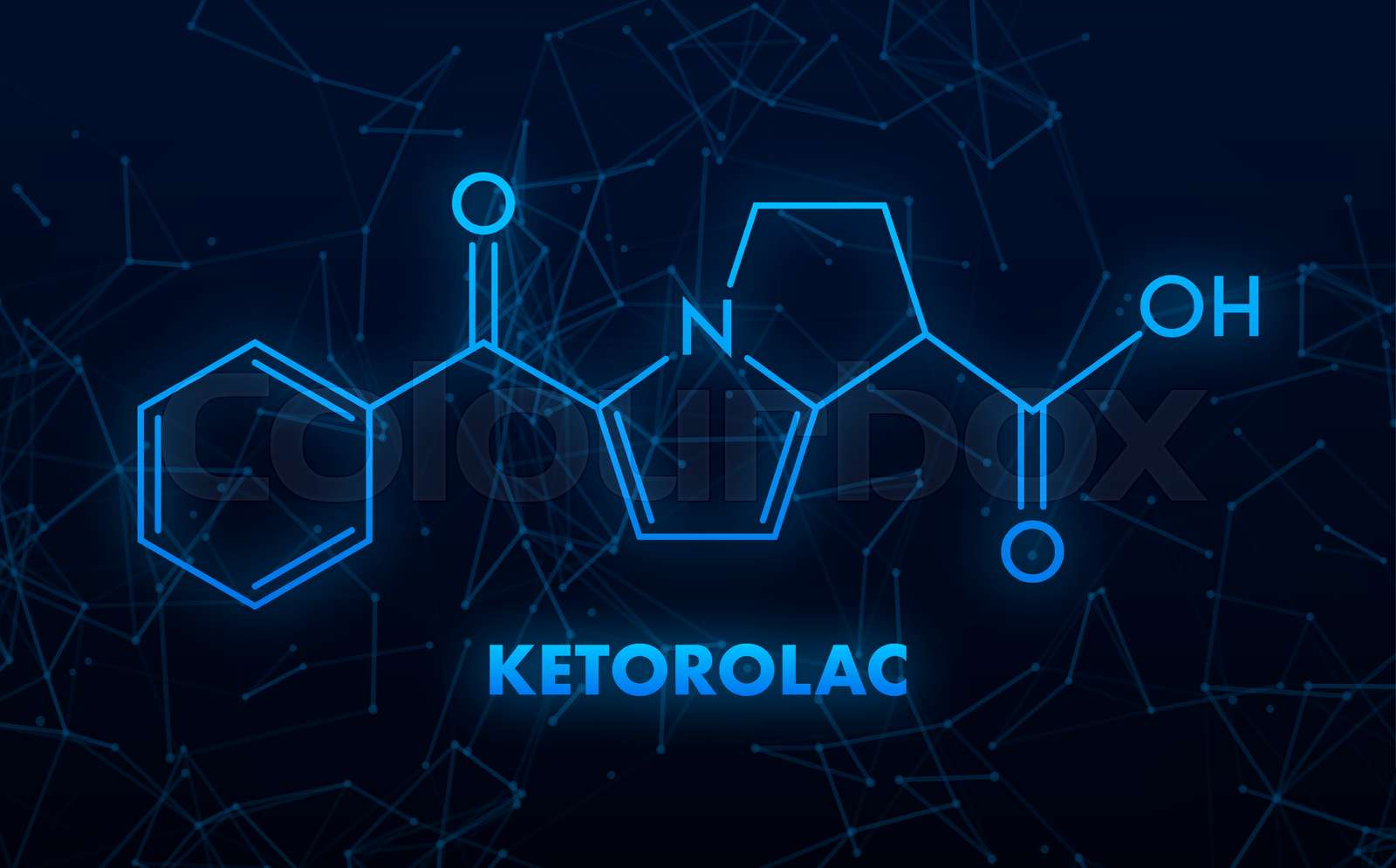 Ketorolac concept chemical formula icon label, text font vector ...